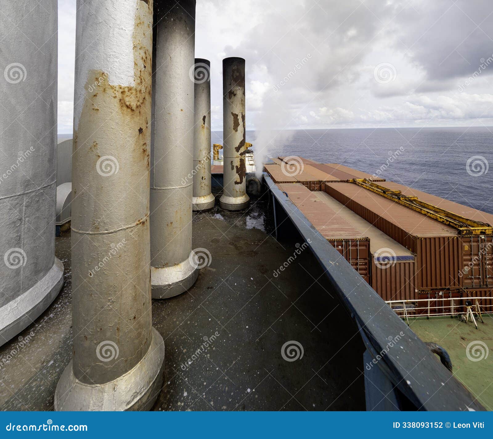 Exhaust Pipe of Ship during Navigation Stock Photo - Image of ...