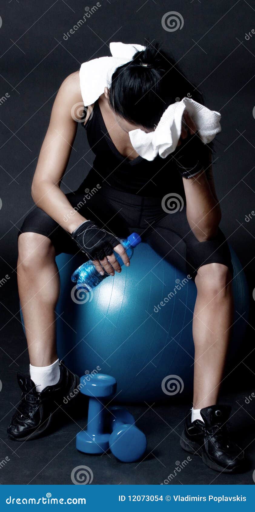Exhausted athlete in gym stock photo. Image of horizontal - 12073054