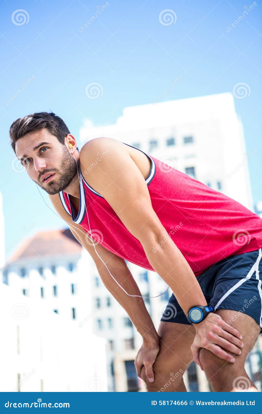 Exhausted Athlete Leaning Forward after an Effort Stock Photo - Image ...