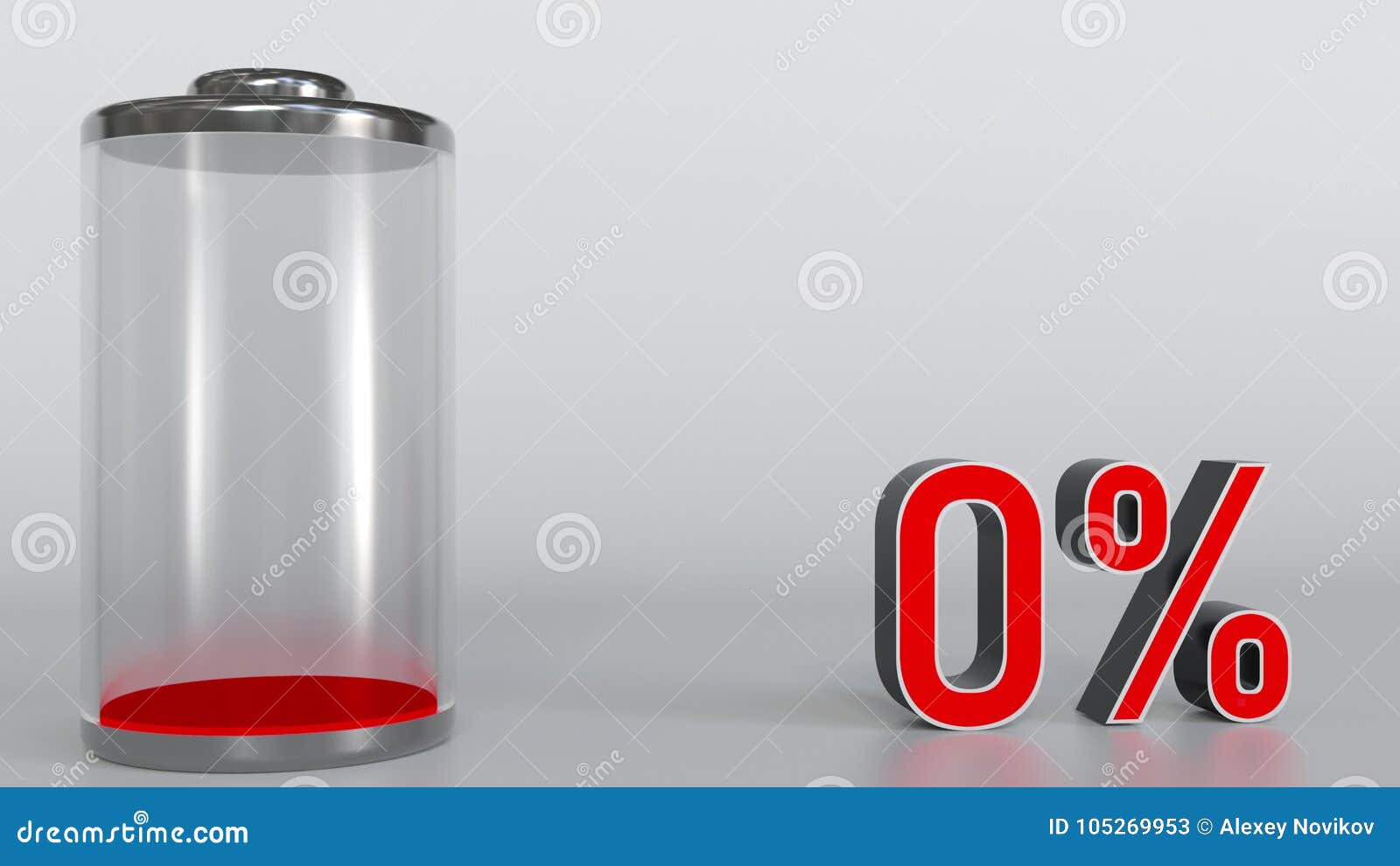 Exhausted Battery. 3D Rendering Stock Illustration - Illustration of ...