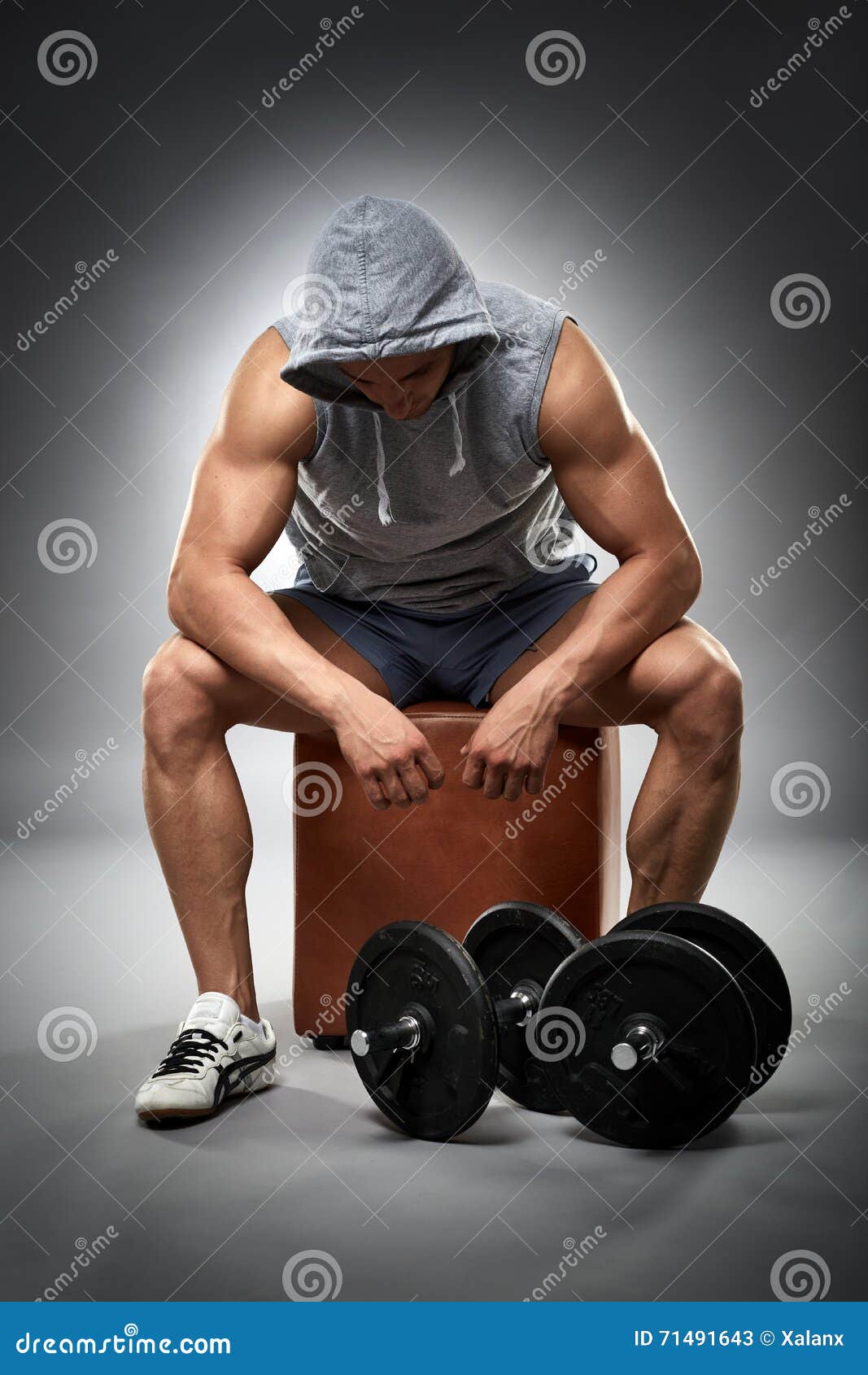Exhausted Bodybuilder with Dumbbells Stock Image - Image of lifestyle ...