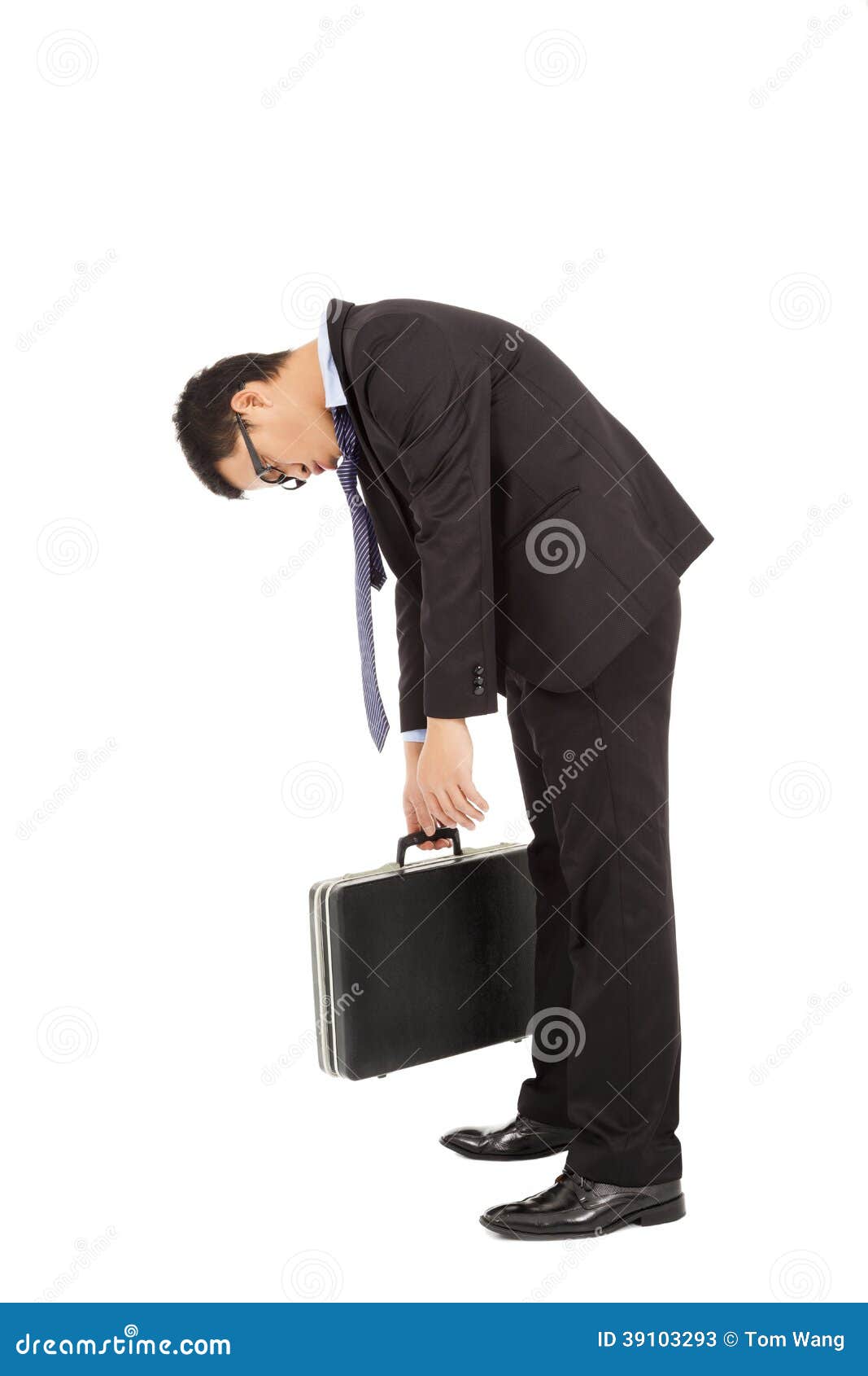 Exhausted Businessman Stoop and Holding Briefcase Stock Image - Image ...
