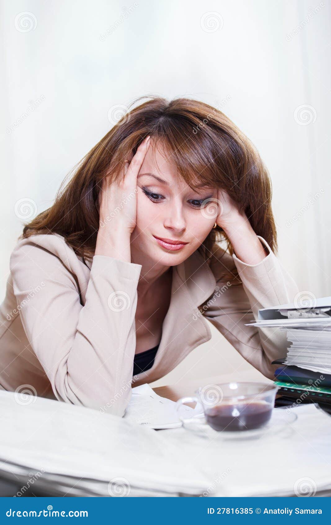 Exhausted businesswoman stock image. Image of office - 27816385