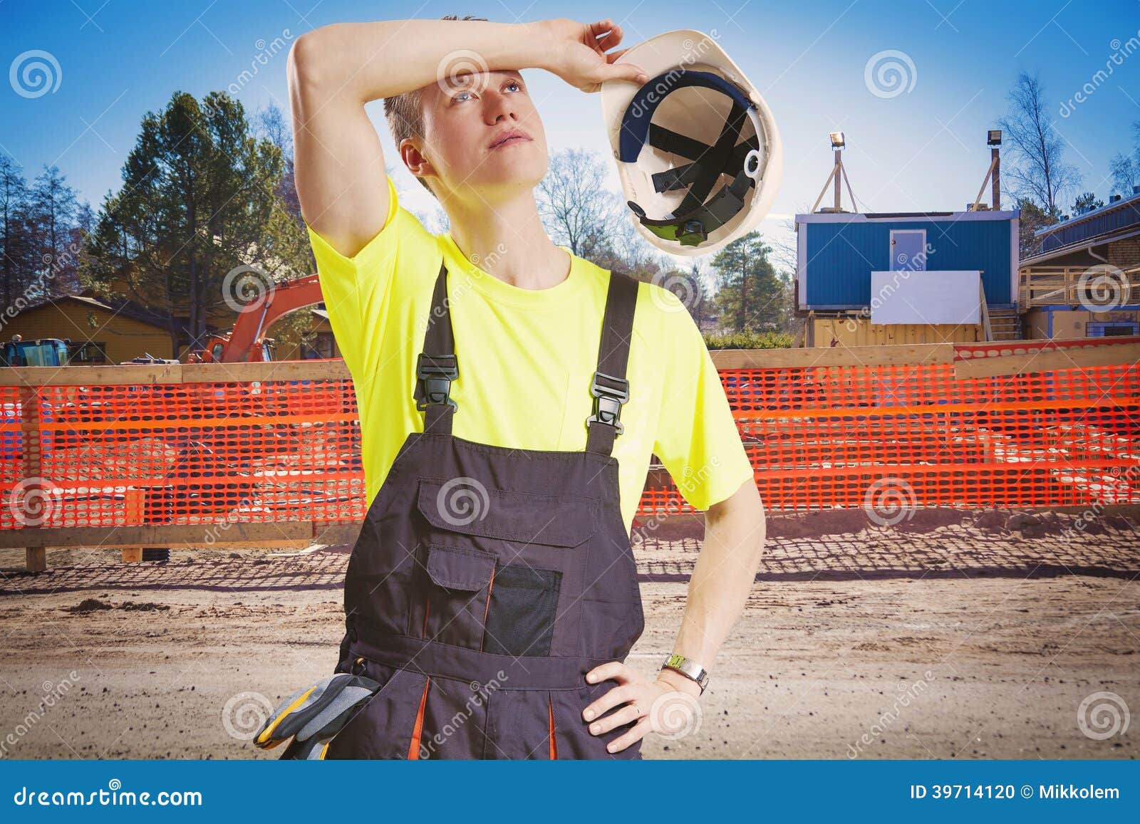 Exhausted Construction Worker Stock Photo - Image of protective ...