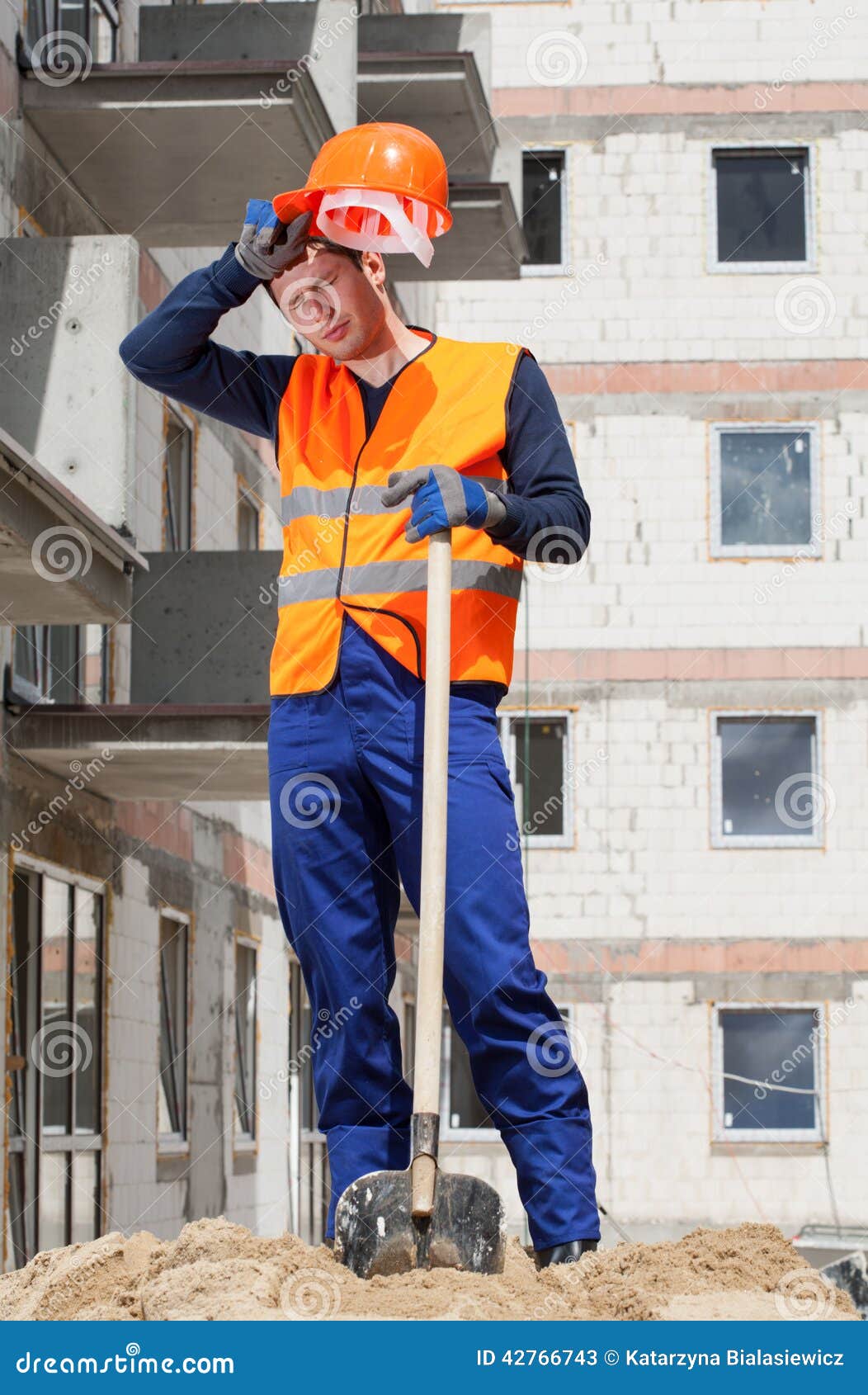Exhausted Construction Worker Stock Image - Image of exhaustion, orange ...