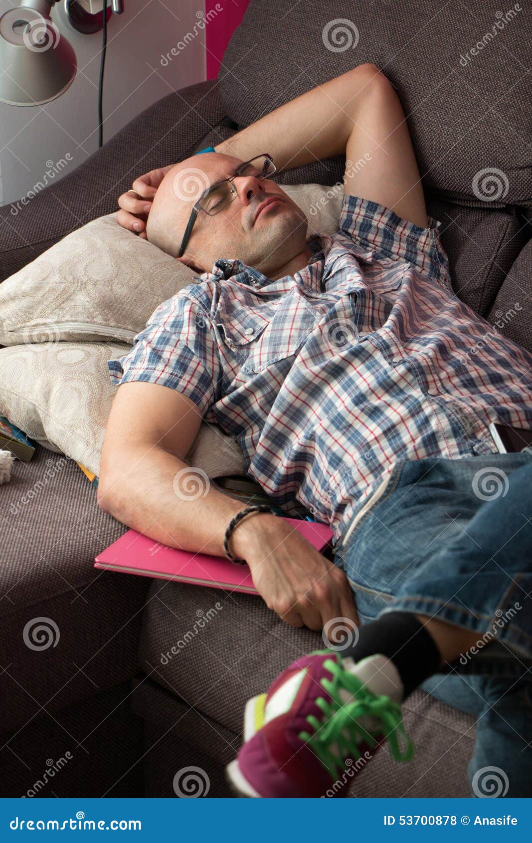 Exhausted dad napping stock photo. Image of tired, attractive - 53700878