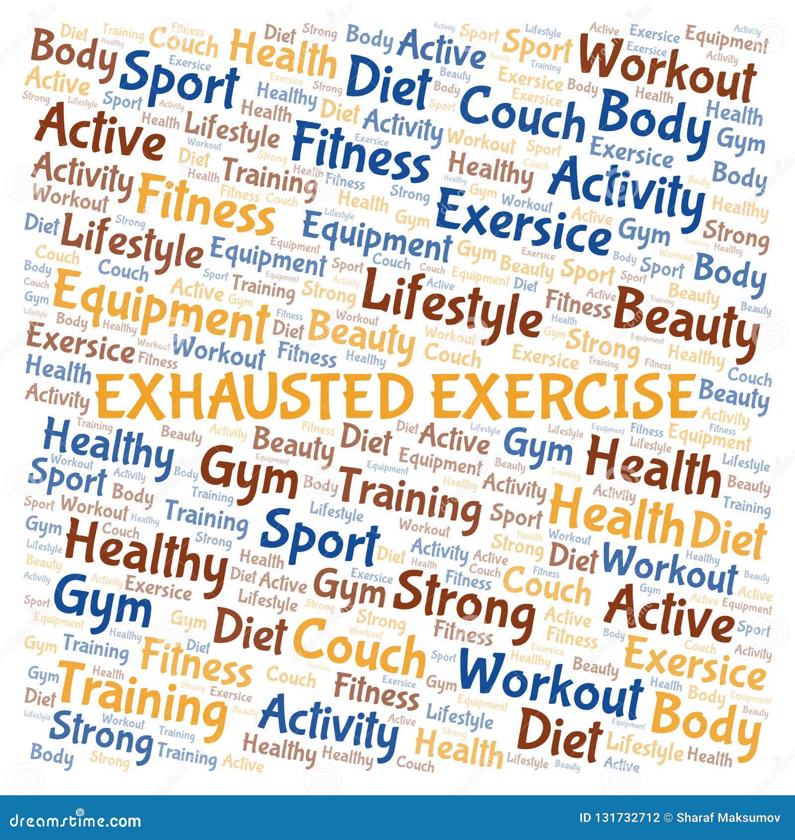 Exhausted Exercise Word Cloud. Wordcloud Made with Text only Stock ...
