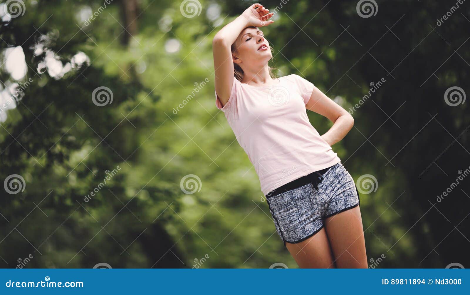 Exhausted Female Jogger Grasping for Air Stock Photo - Image of bright ...