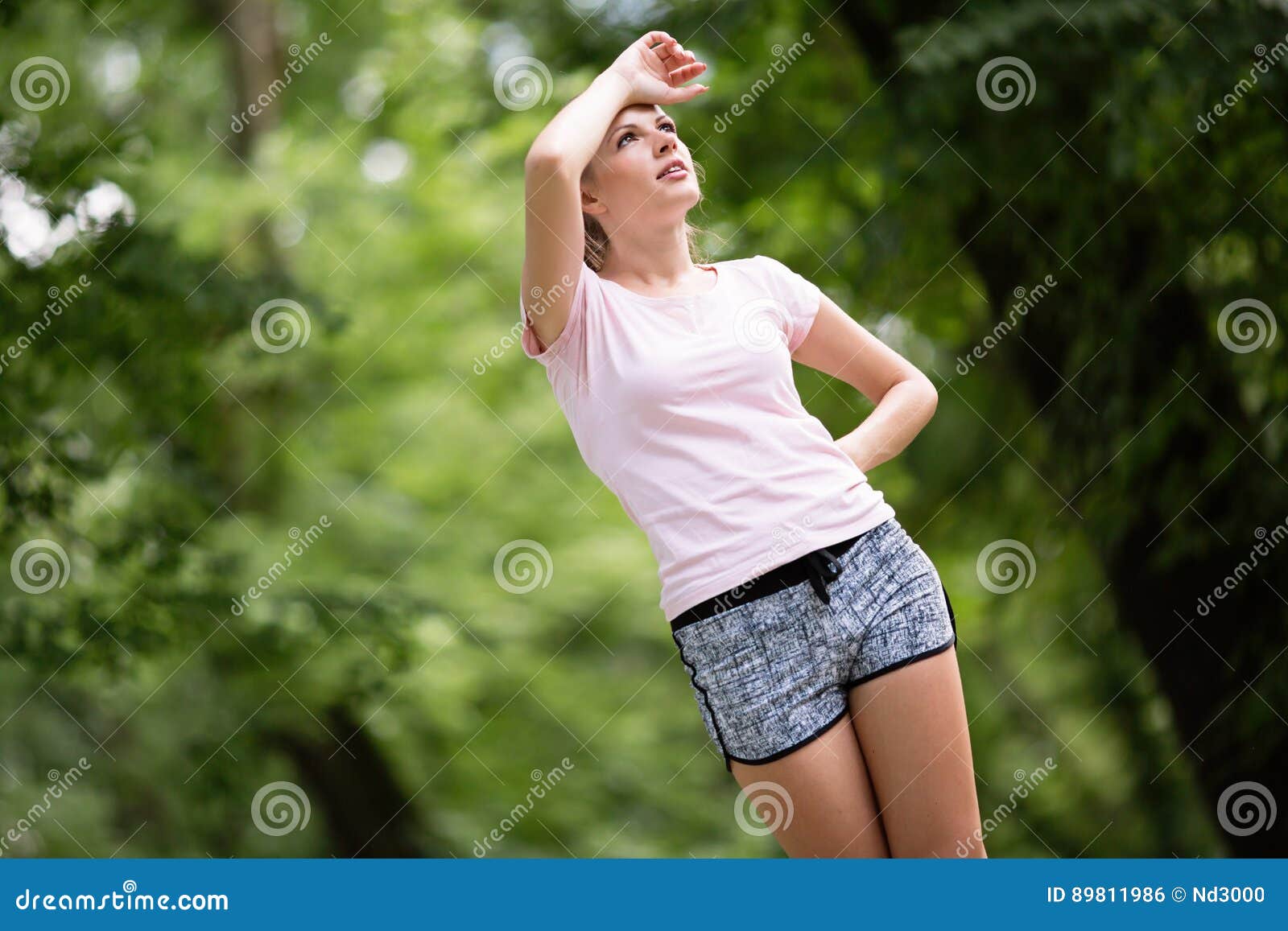 Exhausted Female Jogger Grasping for Air Stock Photo - Image of runner ...