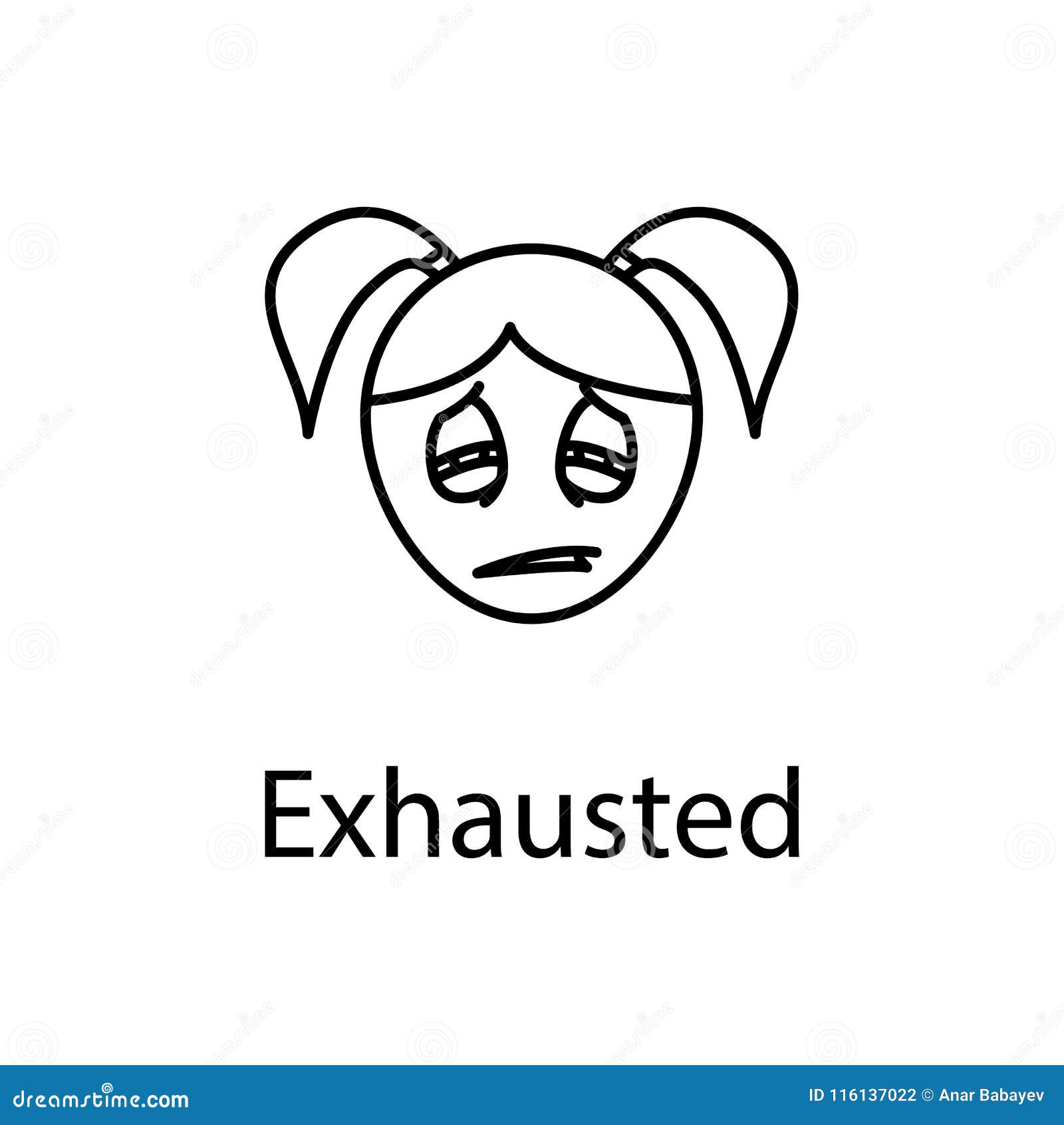 Exhausted Girl Face Icon. Element of Emotions for Mobile Concept and ...