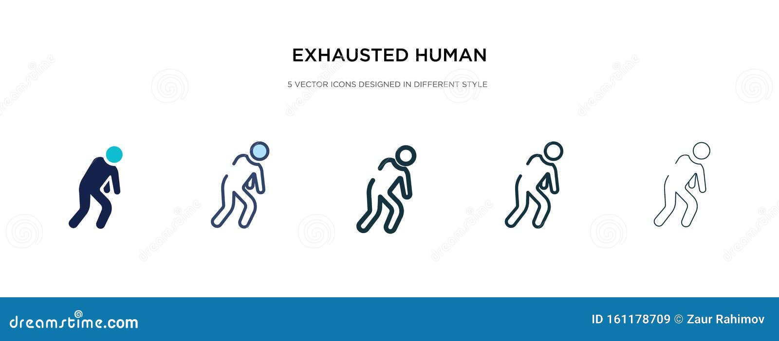 Exhausted Human Icon in Different Style Vector Illustration. Two ...