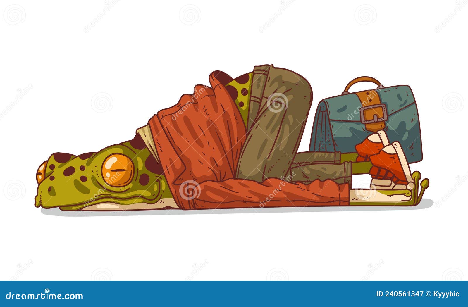 Exhausted Humanized Frog after a Workday, Vector Illustration. Tired ...