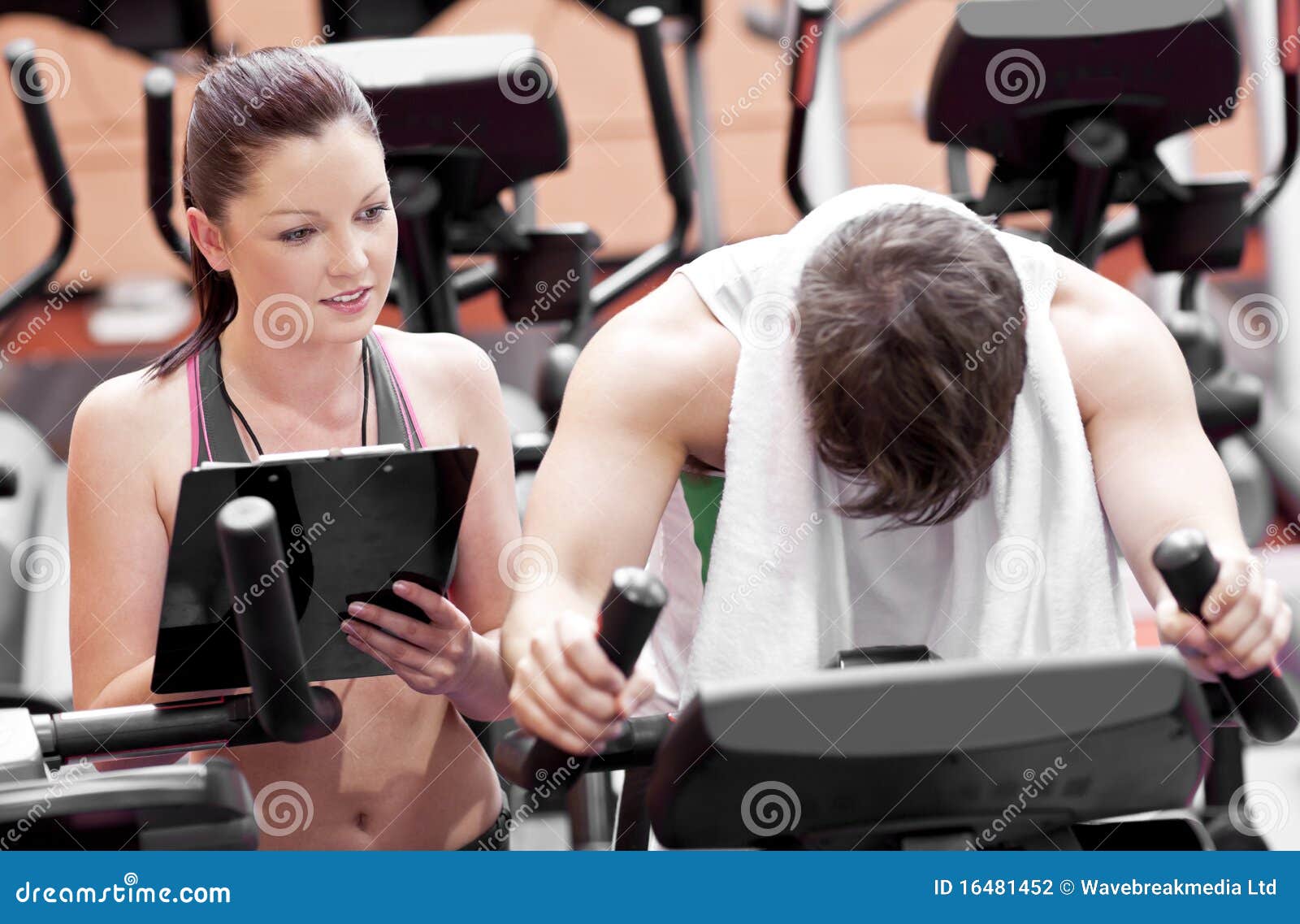 Exhausted Man Doing Exercises with His Coach Stock Photo - Image of ...