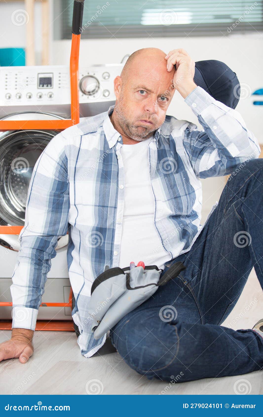 Exhausted Man Having Hard Time at Work Stock Image - Image of company ...
