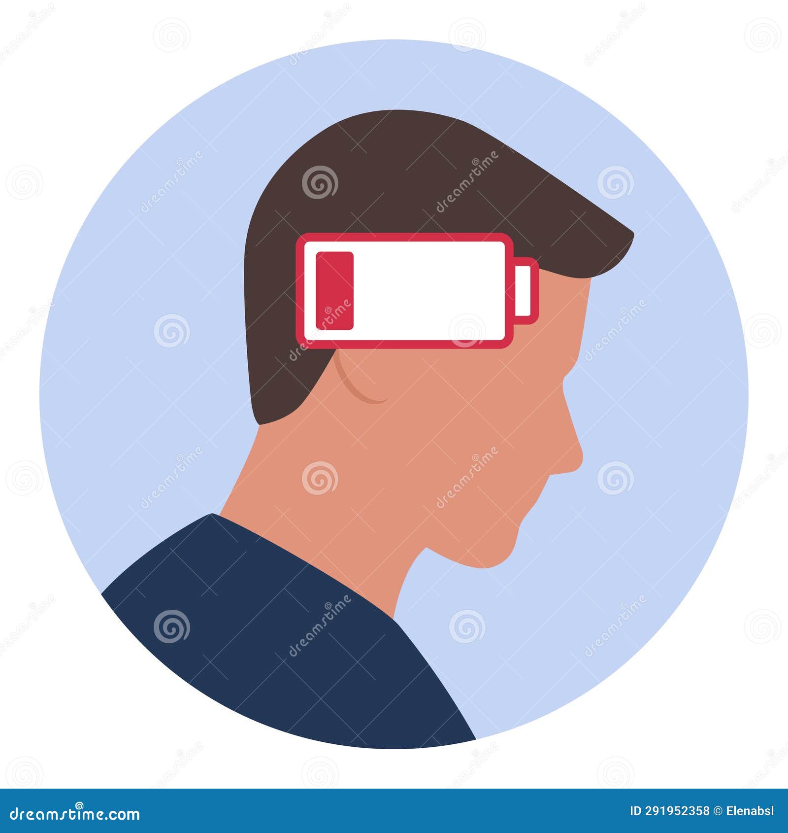 Exhausted Man and Low Charge Battery Stock Vector - Illustration of ...