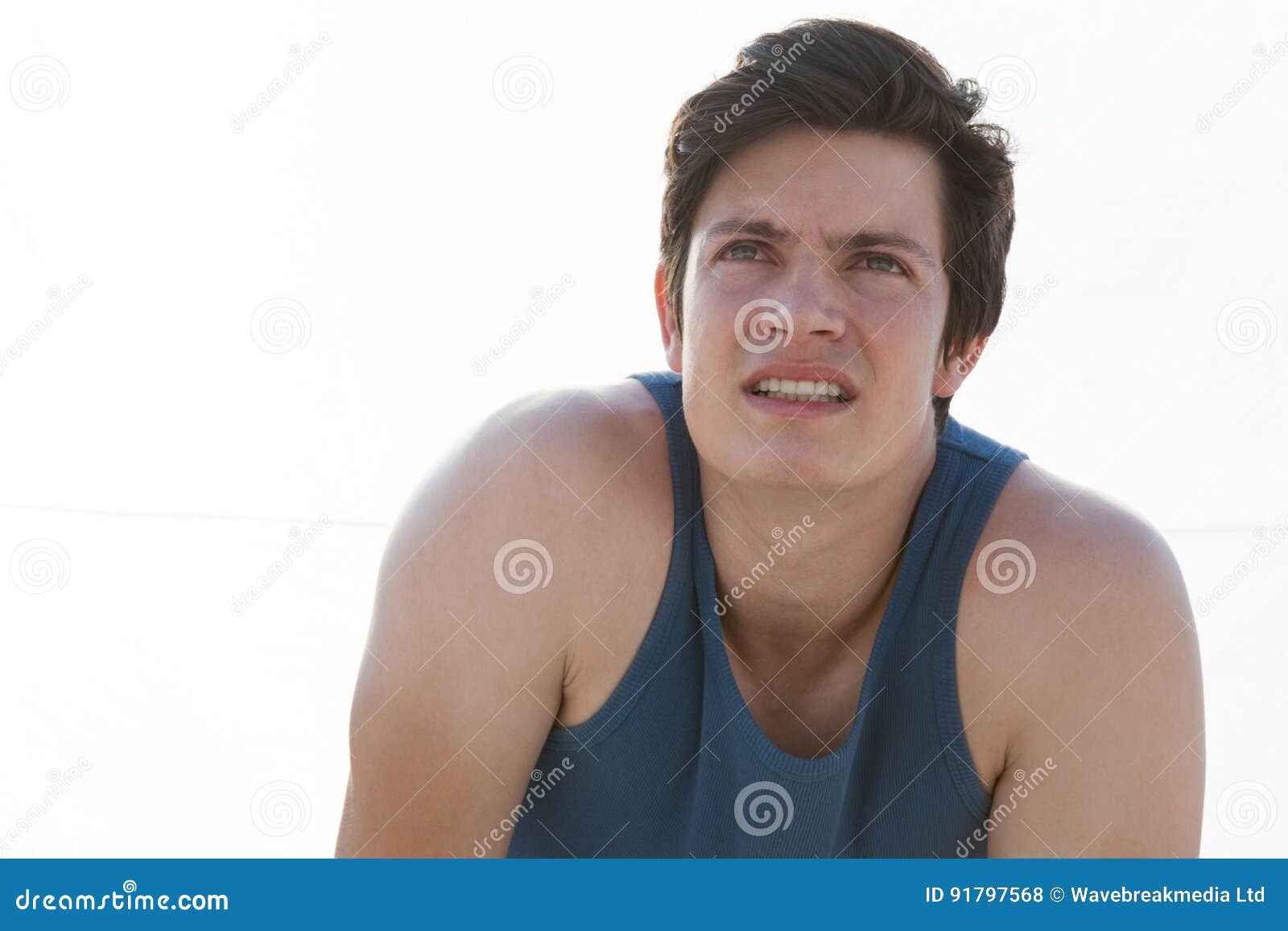 Exhausted Man Taking a Break after Jogging on Beach Stock Photo - Image ... Exhausted Man Taking a Break after Jogging on Beach Stock Photo - Image ...