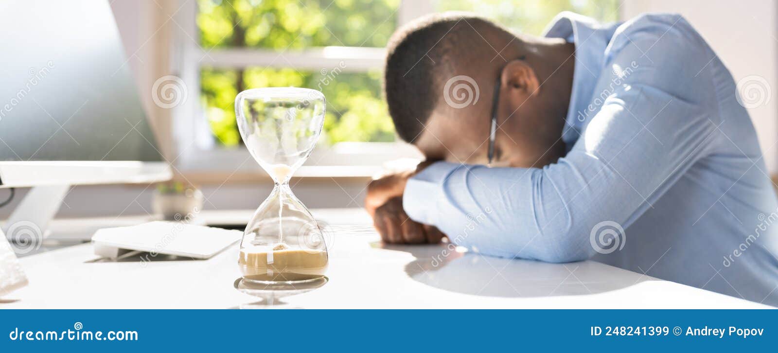 Exhausted Working Under Time Pressure Stock Image - Image of financial ...