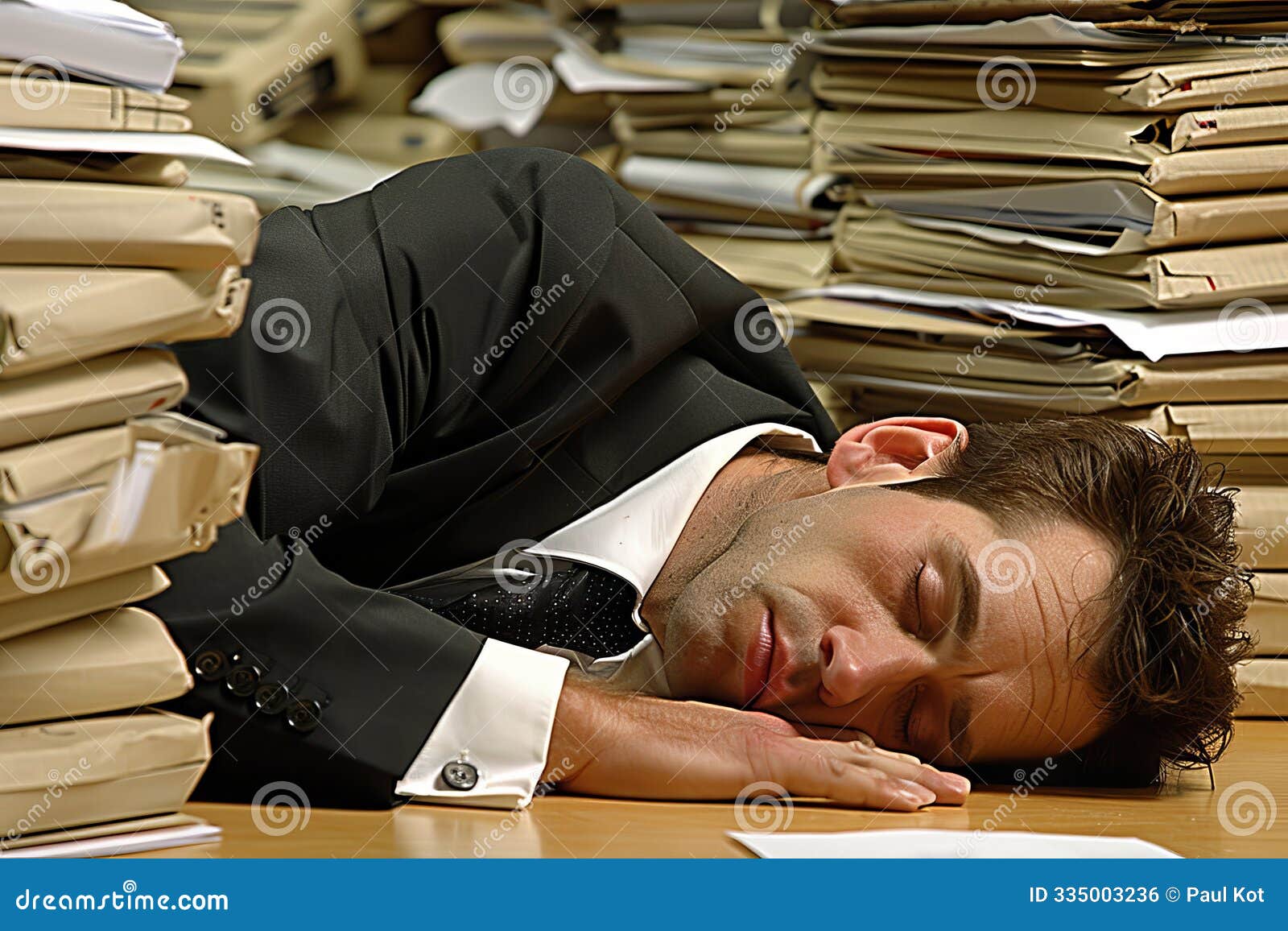 Exhausted Office Employee Struggling in a High Pressure Work ...