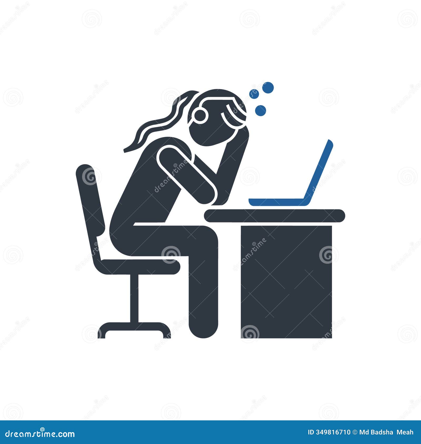 Exhausted Office Worker Icon Stock Vector - Illustration of office ...