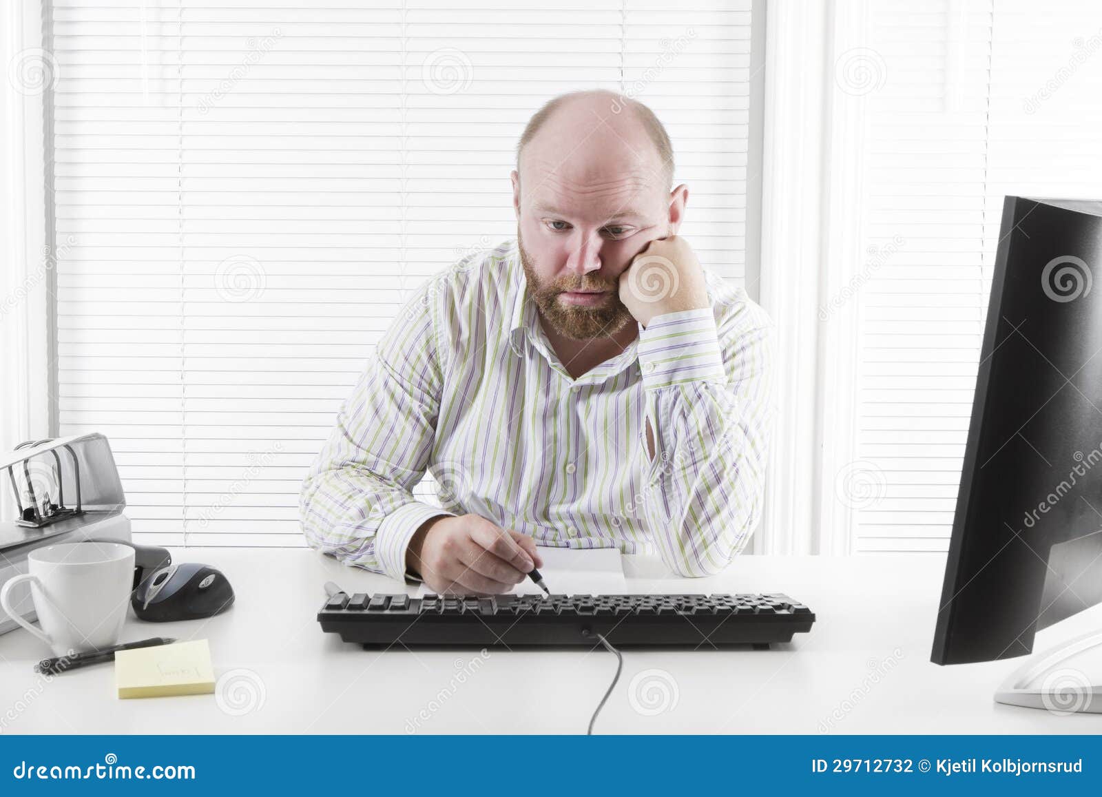 Tired and Exhausted Office Worker Stock Photo - Image of mood ...