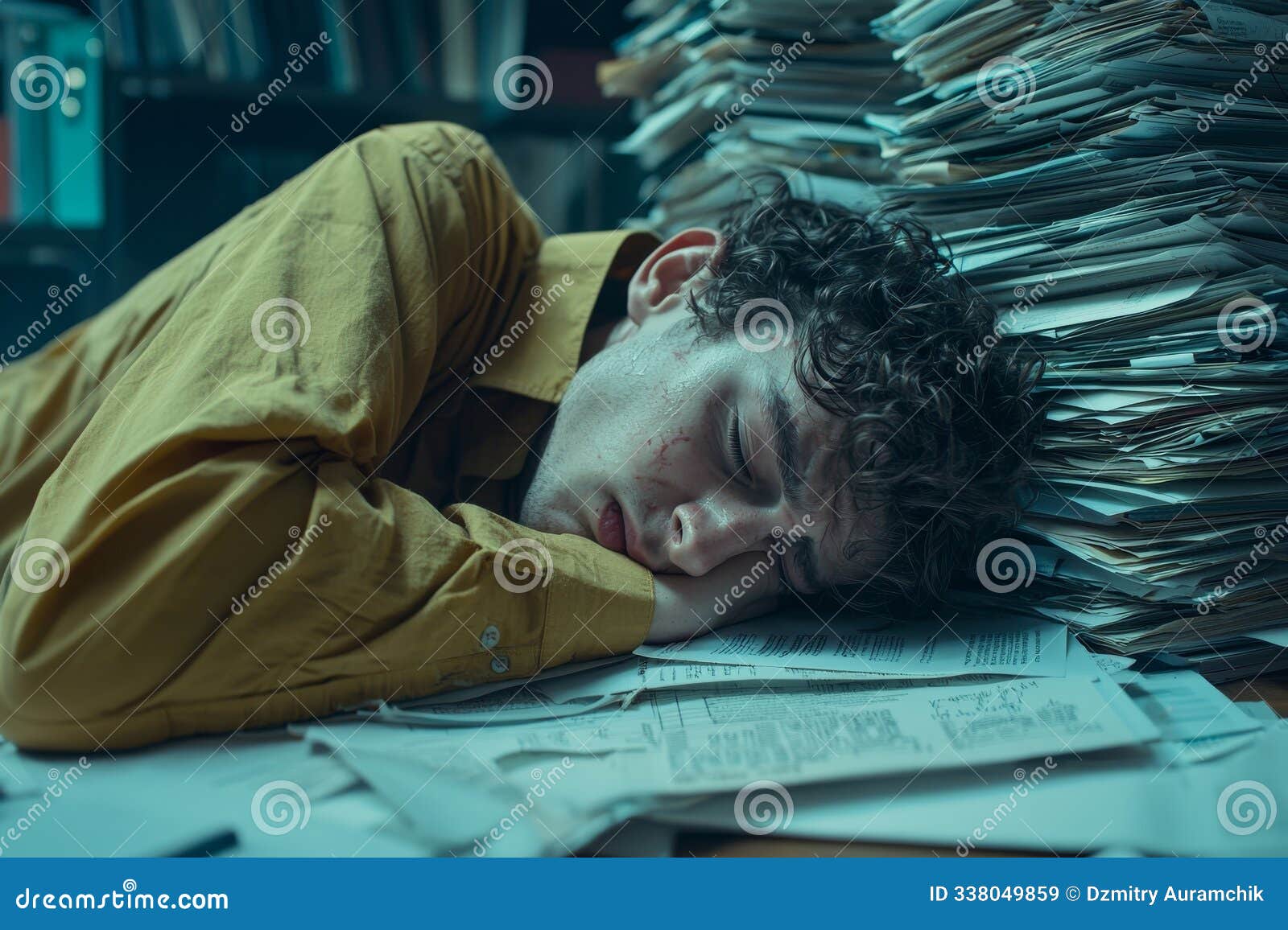 The Exhausted Officer Symbolizes the Effects of Fatigue and Overwork ...