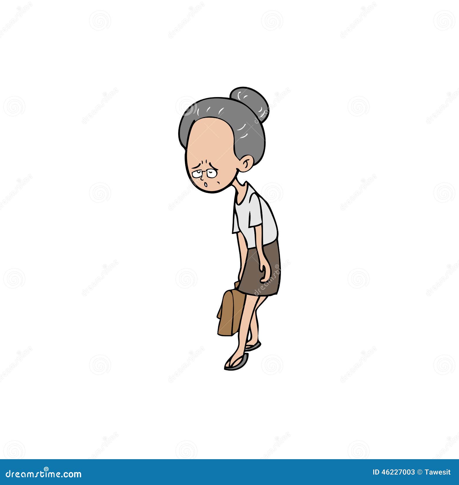Exhausted old woman stock vector. Illustration of senior - 46227003