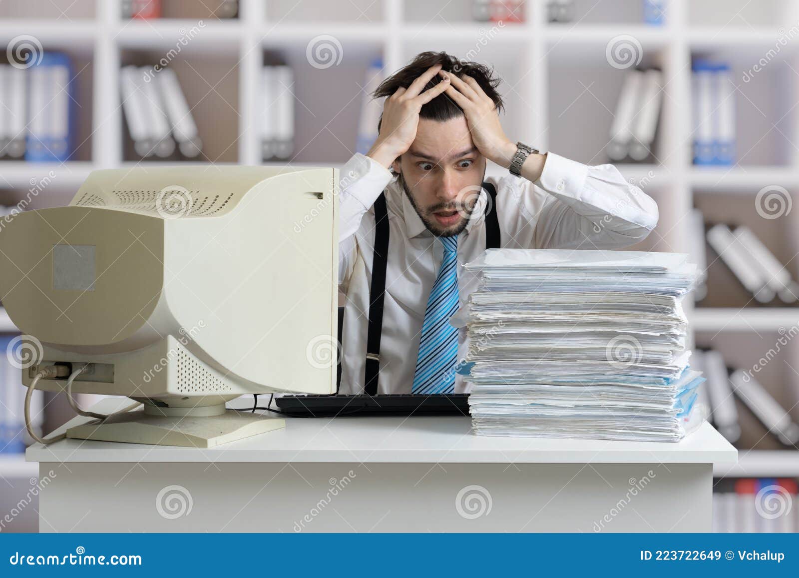 Documents On Desk Stack Up High Waiting To Be Managed Royalty-Free ...