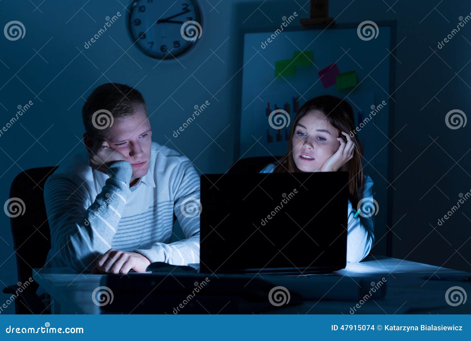 Exhausted People Work at Night Stock Photo - Image of business ...