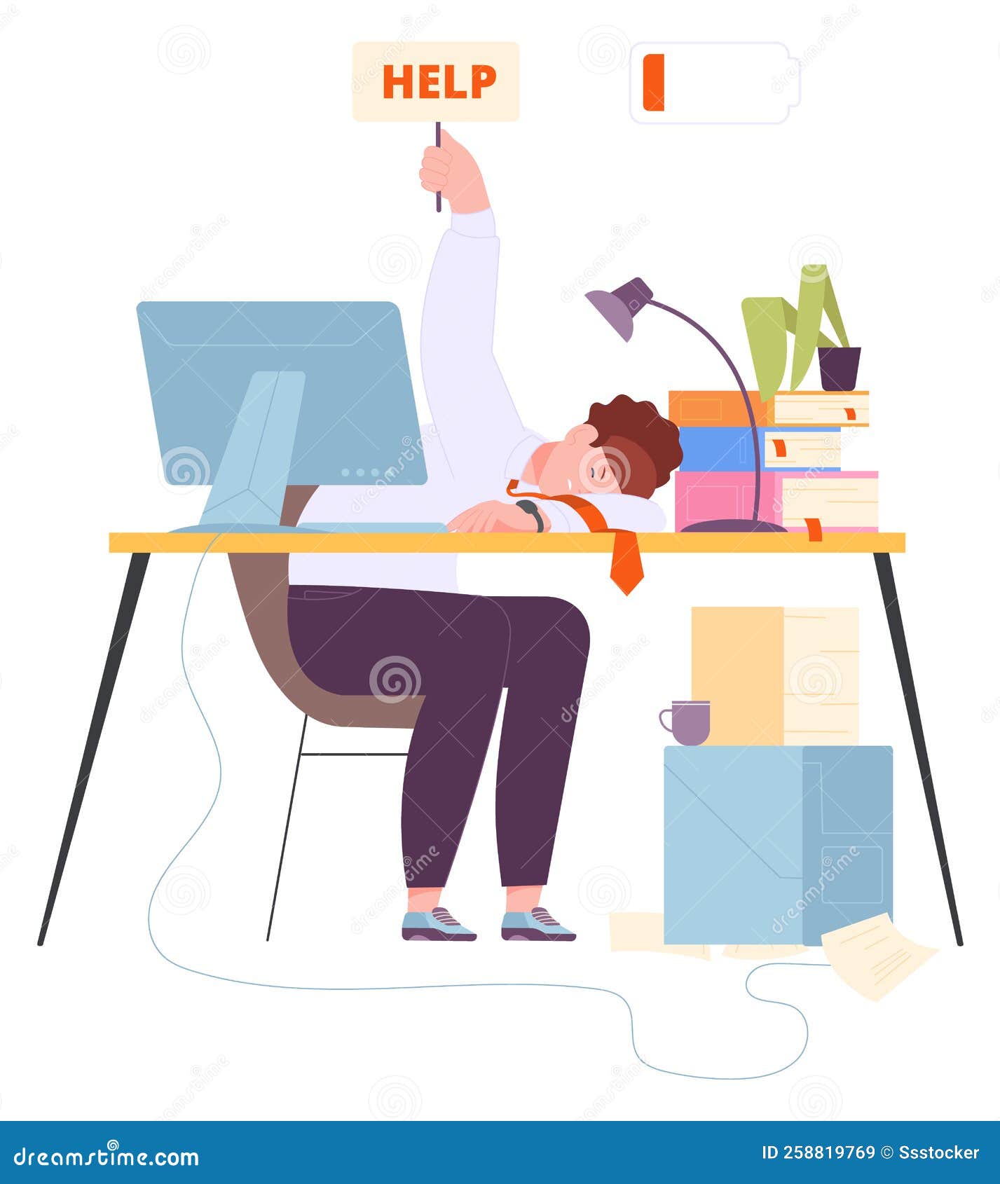 An Exhausted Person Lies On The Ground. Vector Drawing | CartoonDealer ...