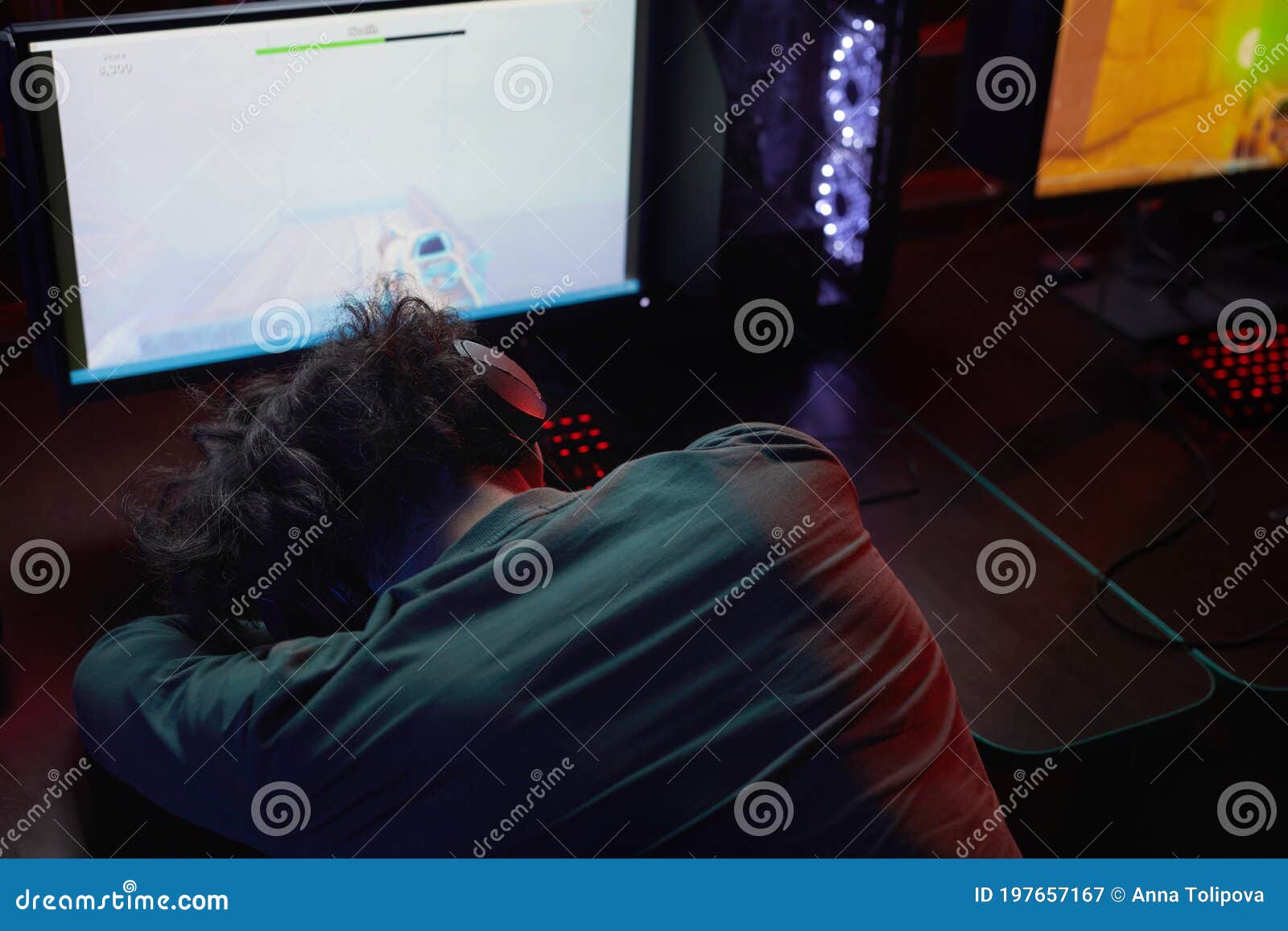 Exhausted Programmer at Workplace Stock Image - Image of technology ...