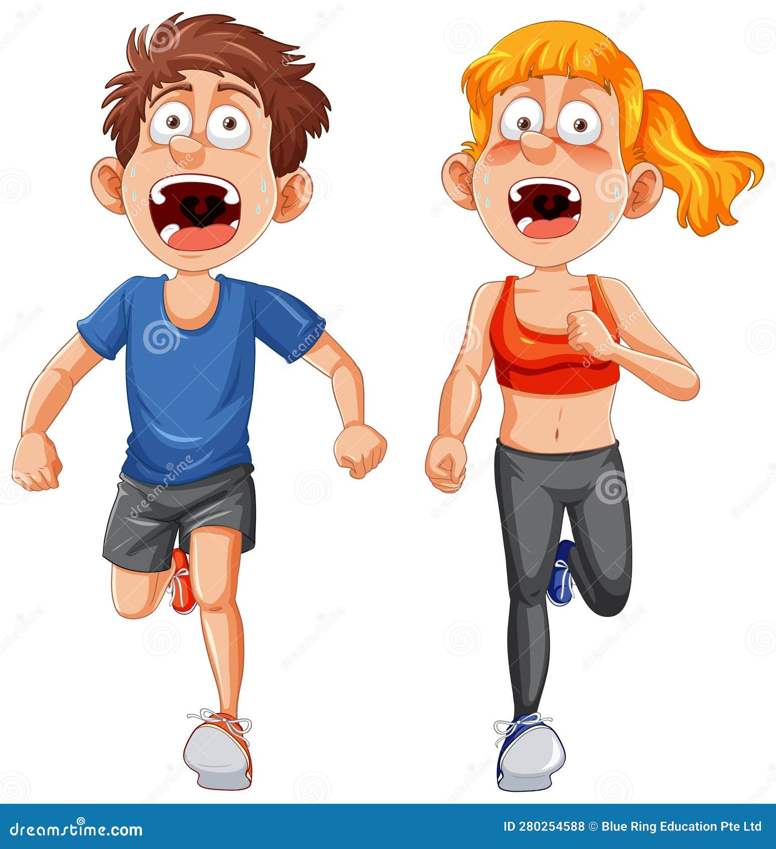 Exhausted Runner Couple Cartoon Character Stock Vector - Illustration ...