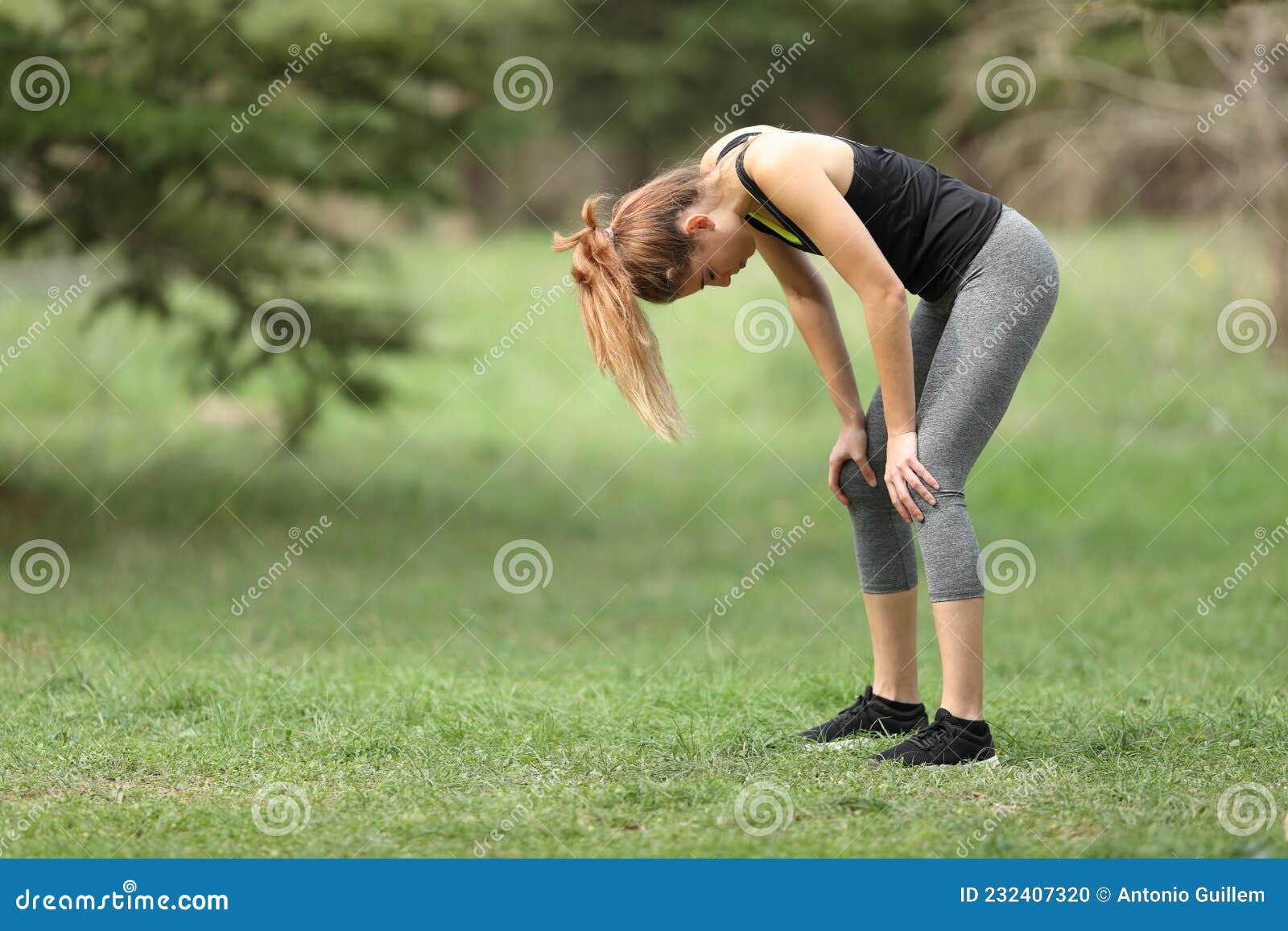 Exhausted Runner Resting in a Park Stock Photo - Image of mind, care ...