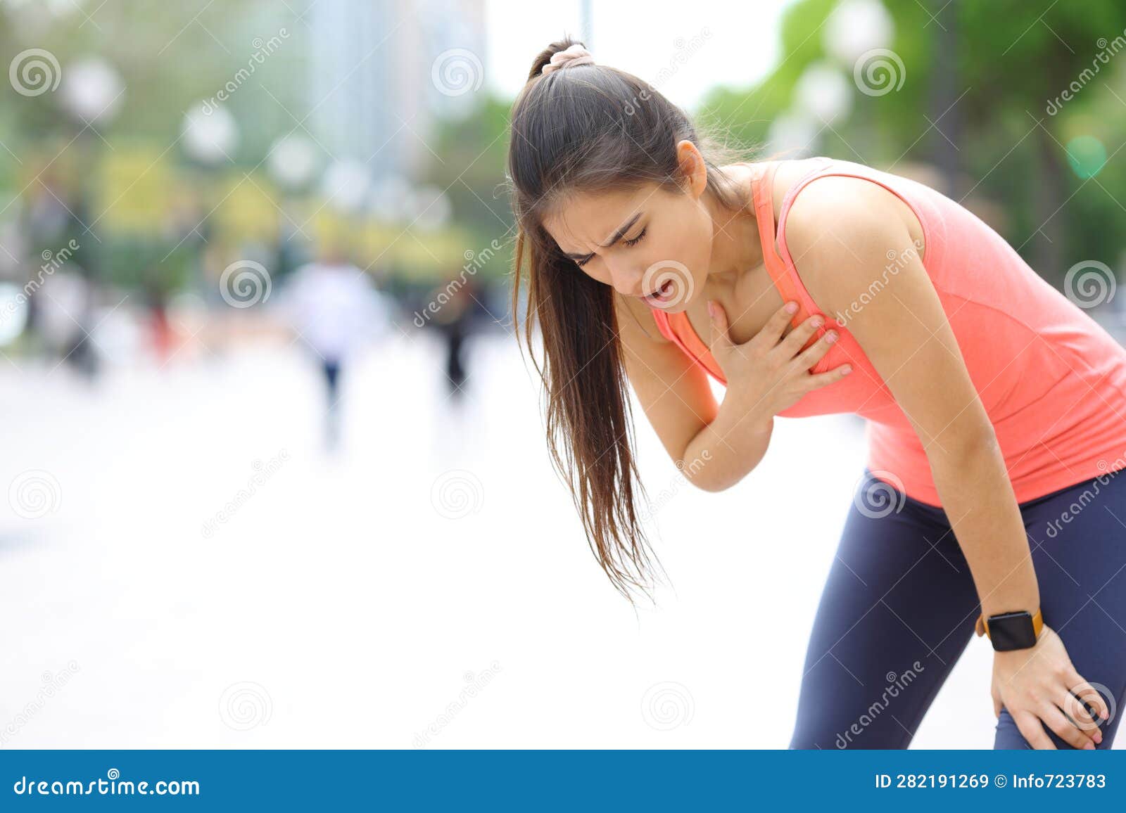 Exhausted Runner Touching Chest in the Street Stock Image - Image of ...