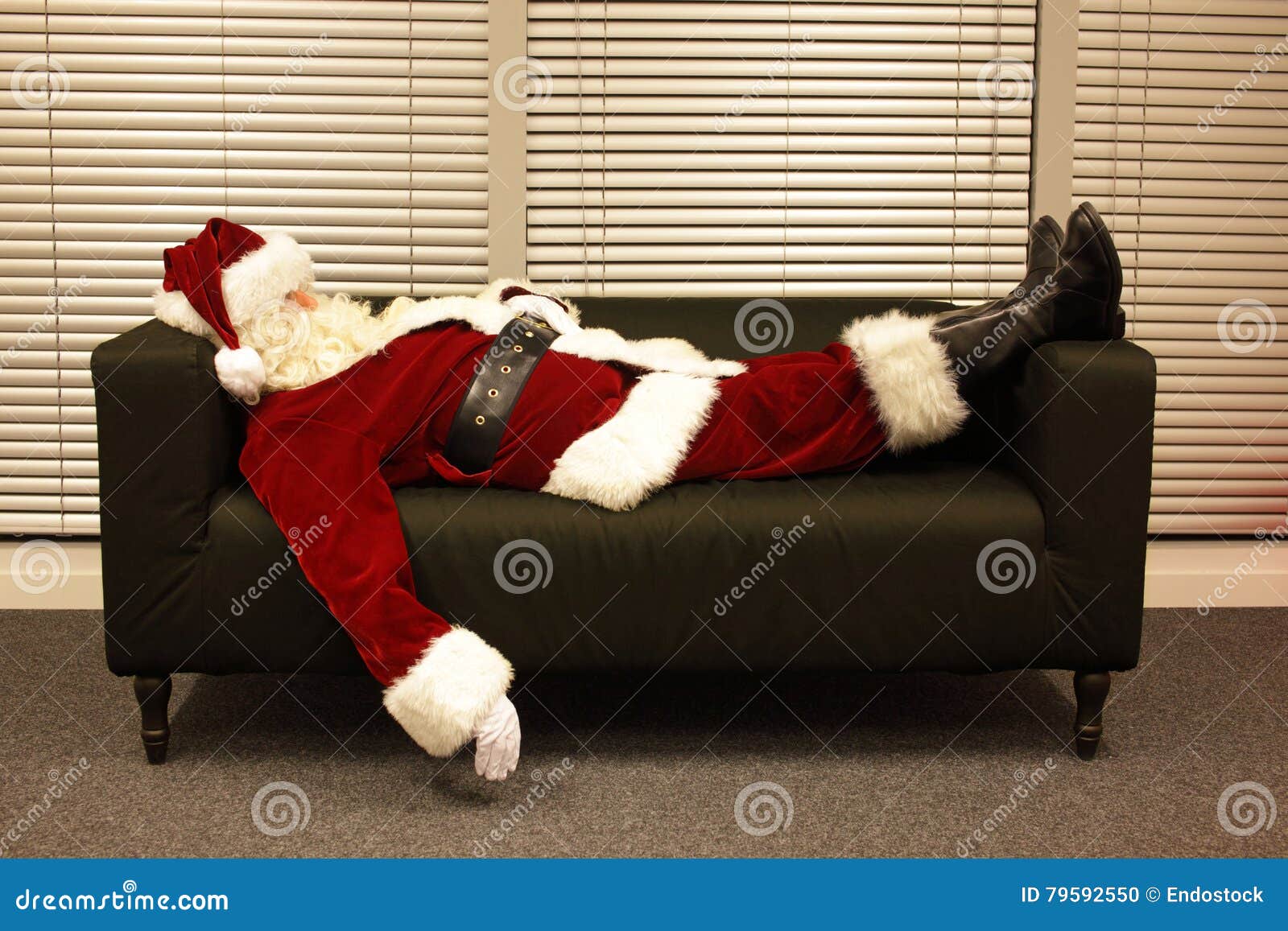 Exhausted Santa Claus Sleeping on Sofa Stock Photo - Image of christmas ...