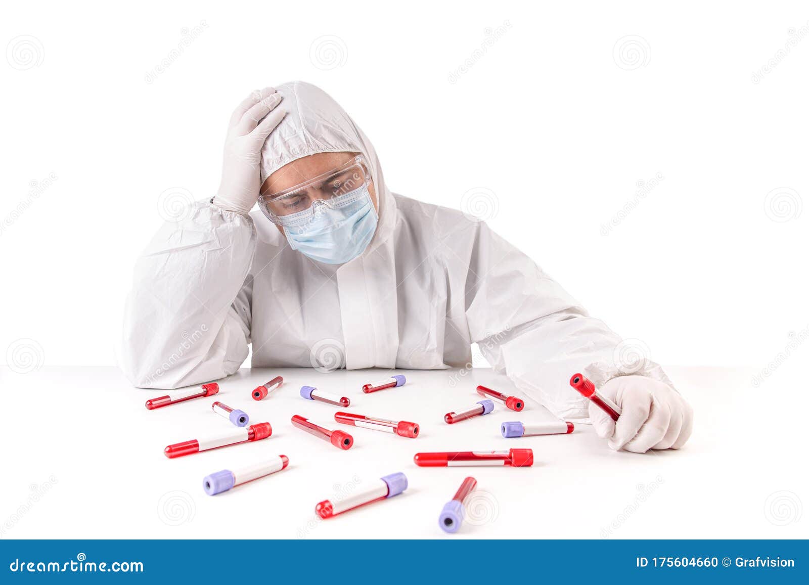 Exhausted Scientist Sleeping In Laboratory. People Lifestyles And ...