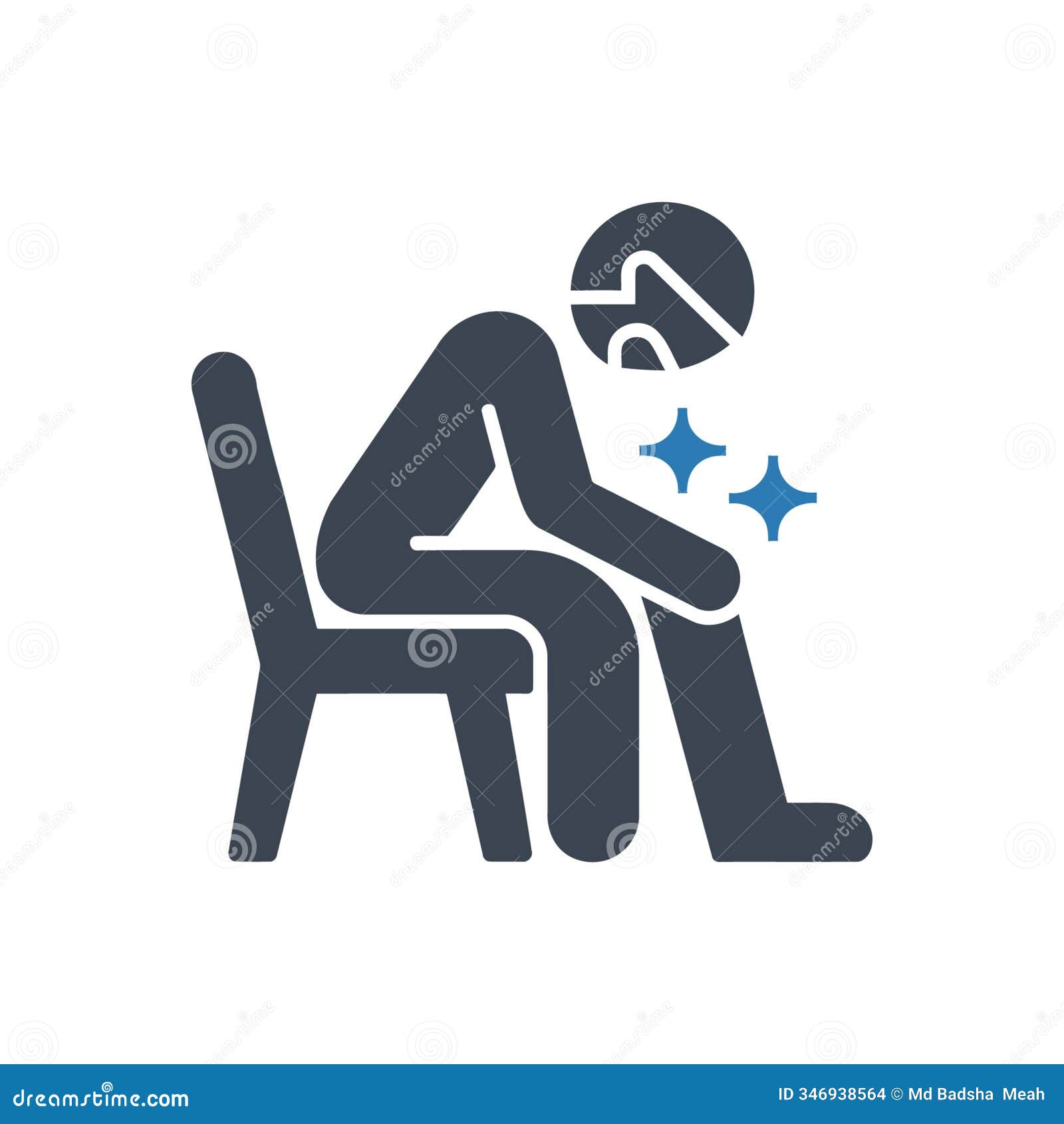 Man Sitting Icon. Person Sit Bench Chair Wait Waiting Seat Patience ...