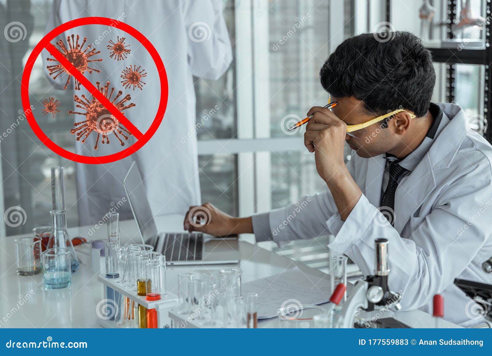 Exhausted Stressed Research Scientists Feeling Tired Worried about ...