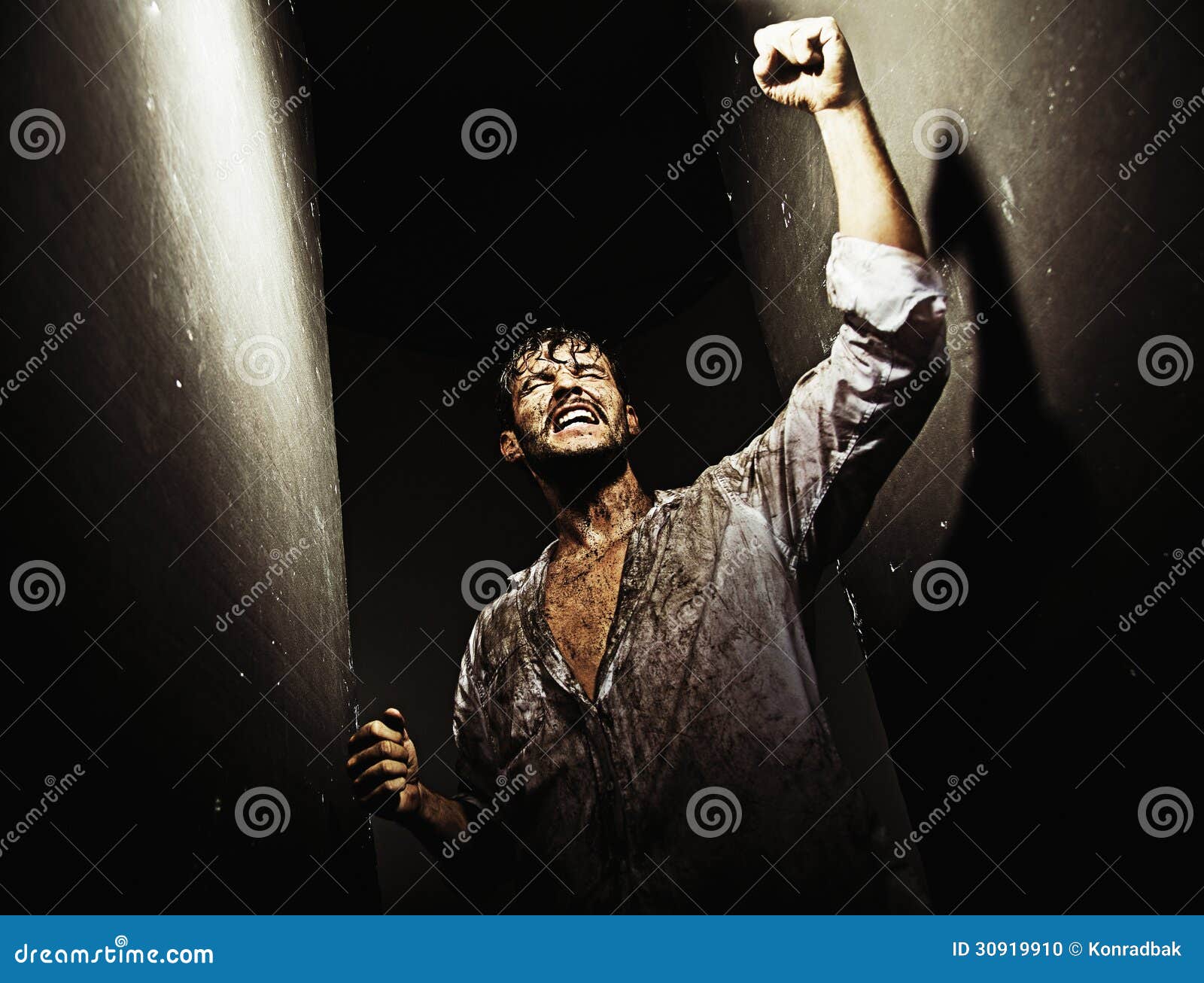 Exhausted Victorious Man after Tough Survival Stock Photo - Image of ...