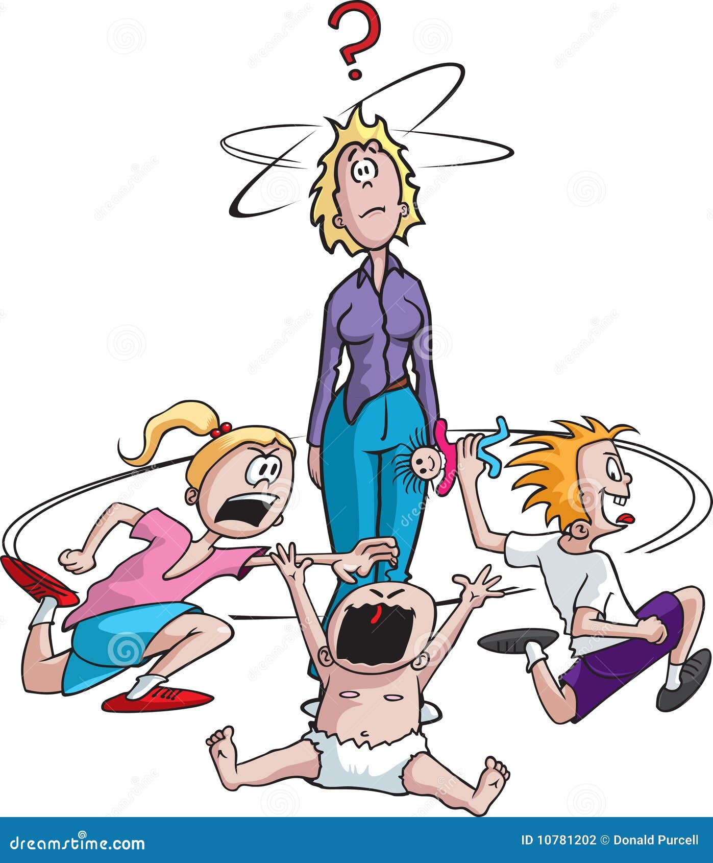 Woman Frazzled Torn In Two Directions Cartoon Vector | CartoonDealer ...