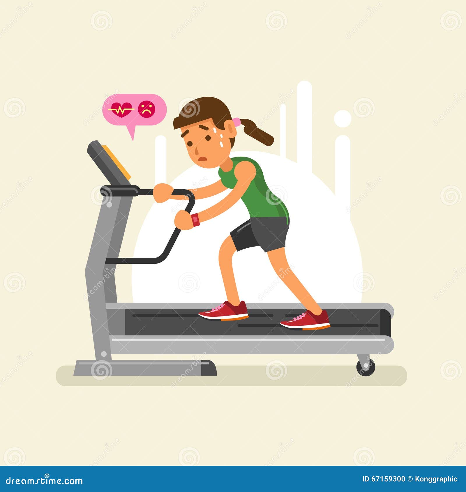 An Exhausted Woman on a Treadmill. Vector Illustration Stock Vector ...