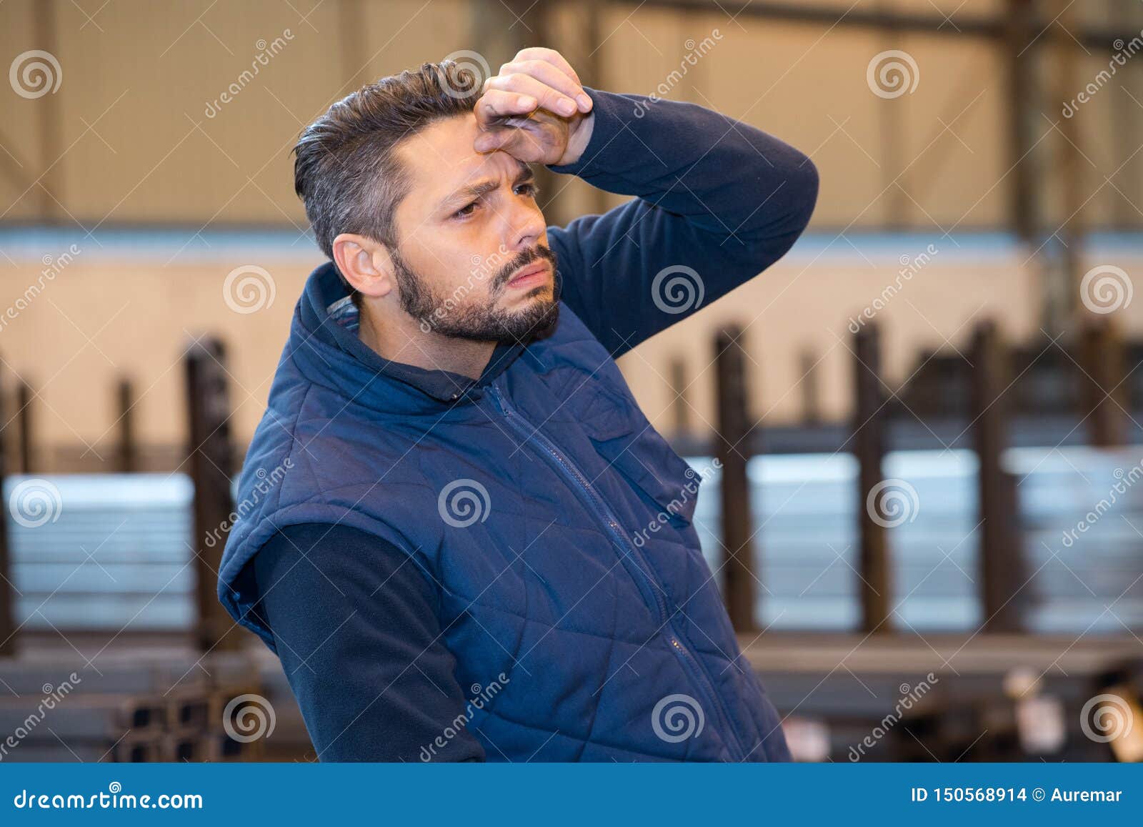 Exhausted Worker in Distribution Warehouse Stock Photo - Image of ...