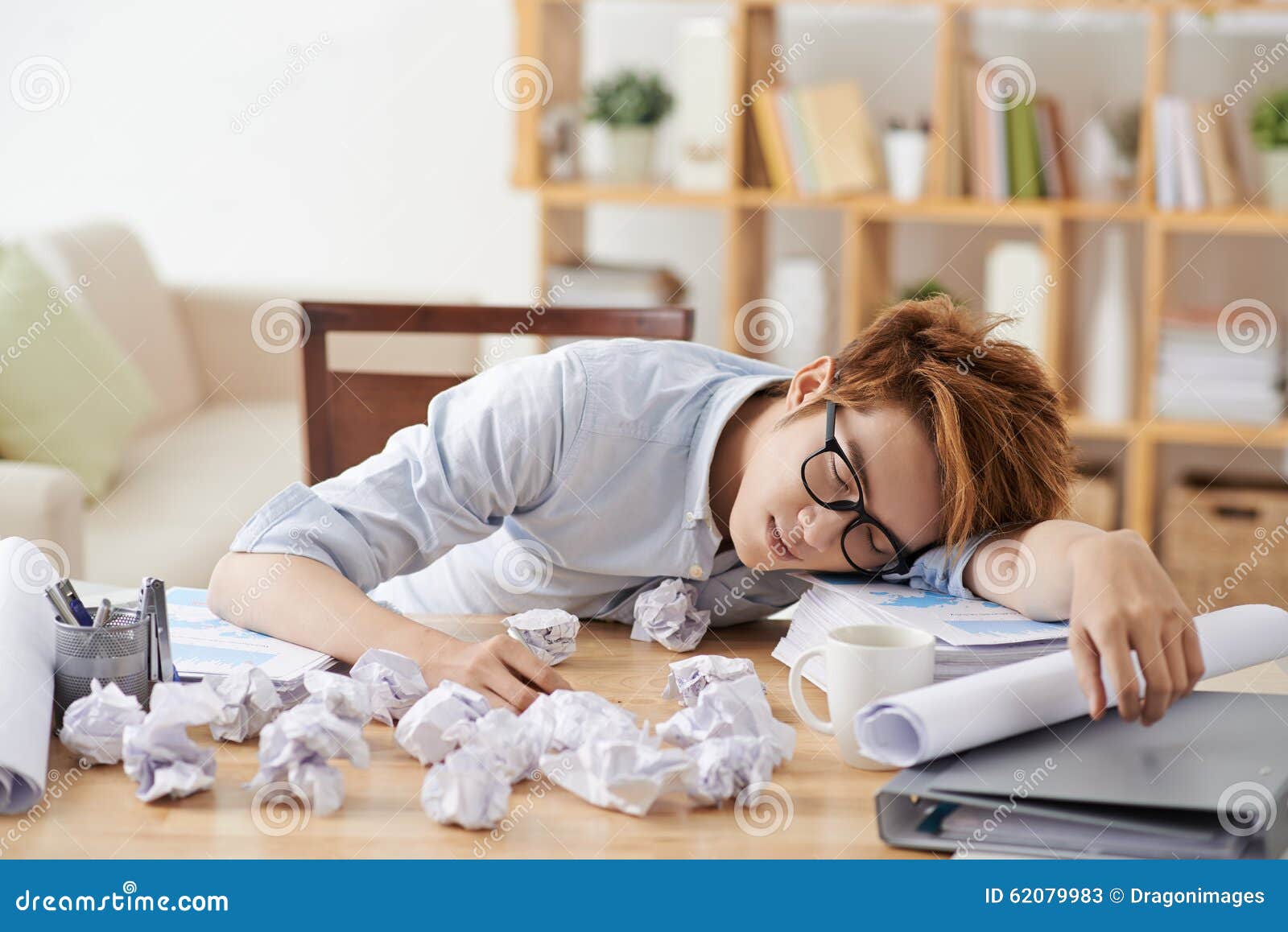 Exhausted worker stock image. Image of paperwork, paper - 62079983