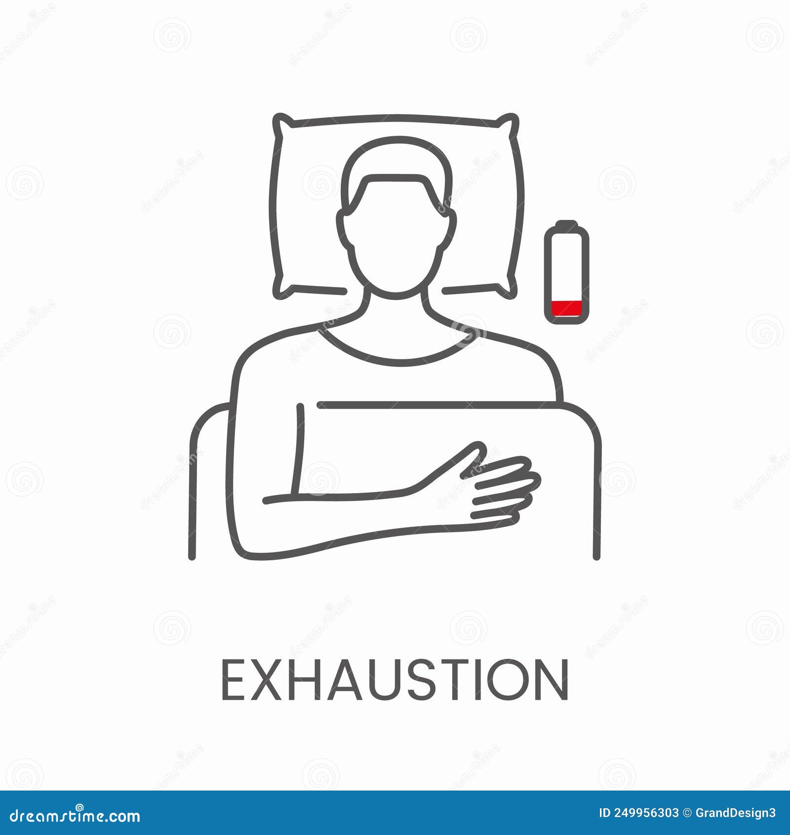 Exhaustion Linear Vector Icon Black Stock Vector - Illustration of hand ...