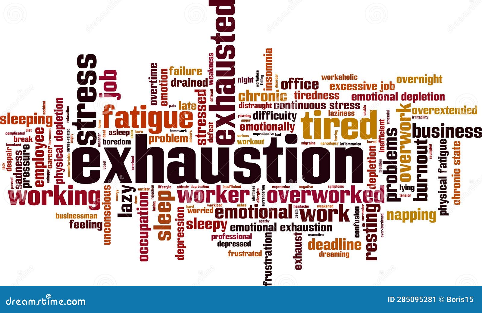 Exhaustion word cloud stock vector. Illustration of emotionally - 285095281
