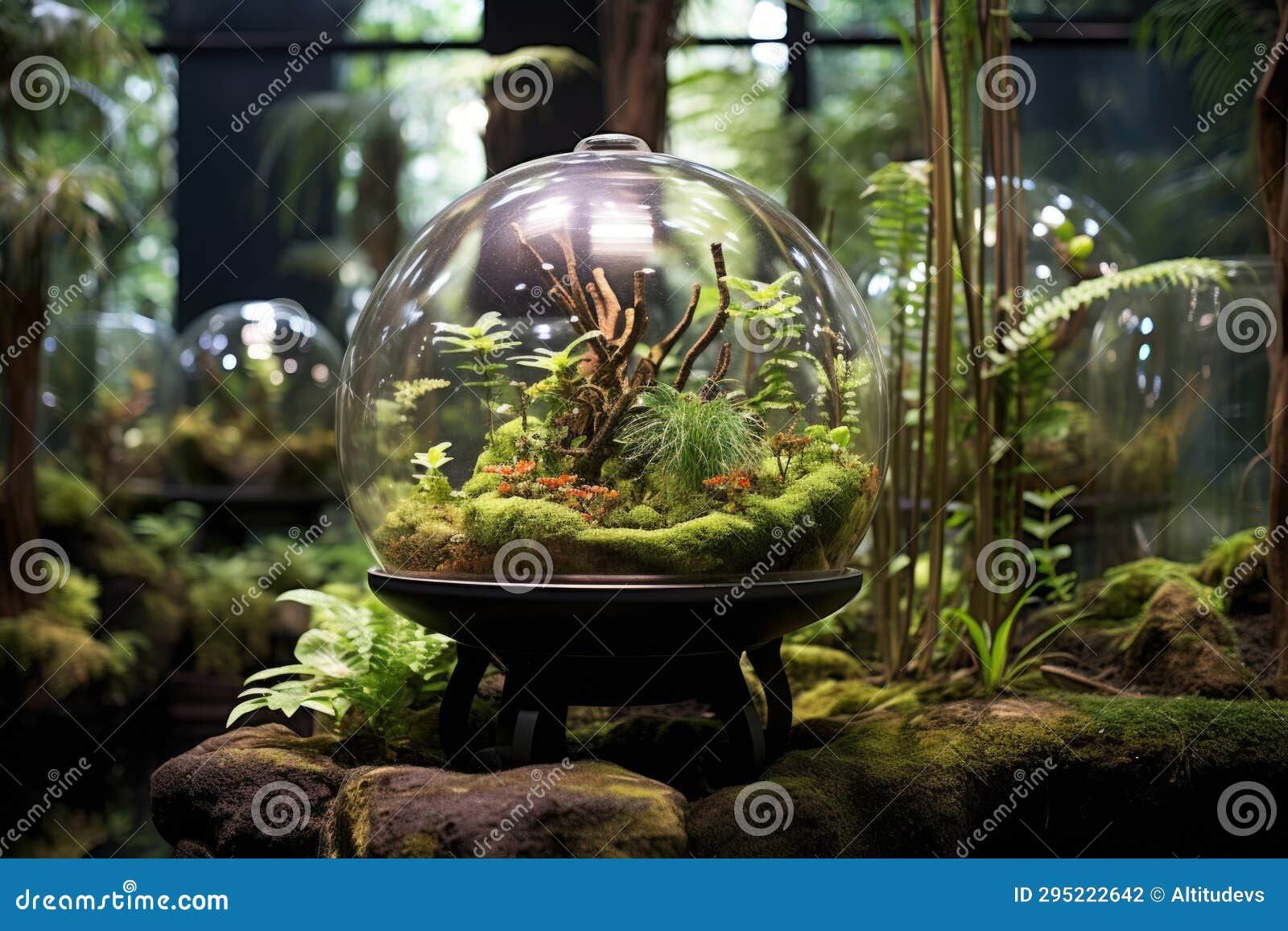 Exhibit of an Ecosystem in a Glass Terrarium Stock Photo - Image of ...
