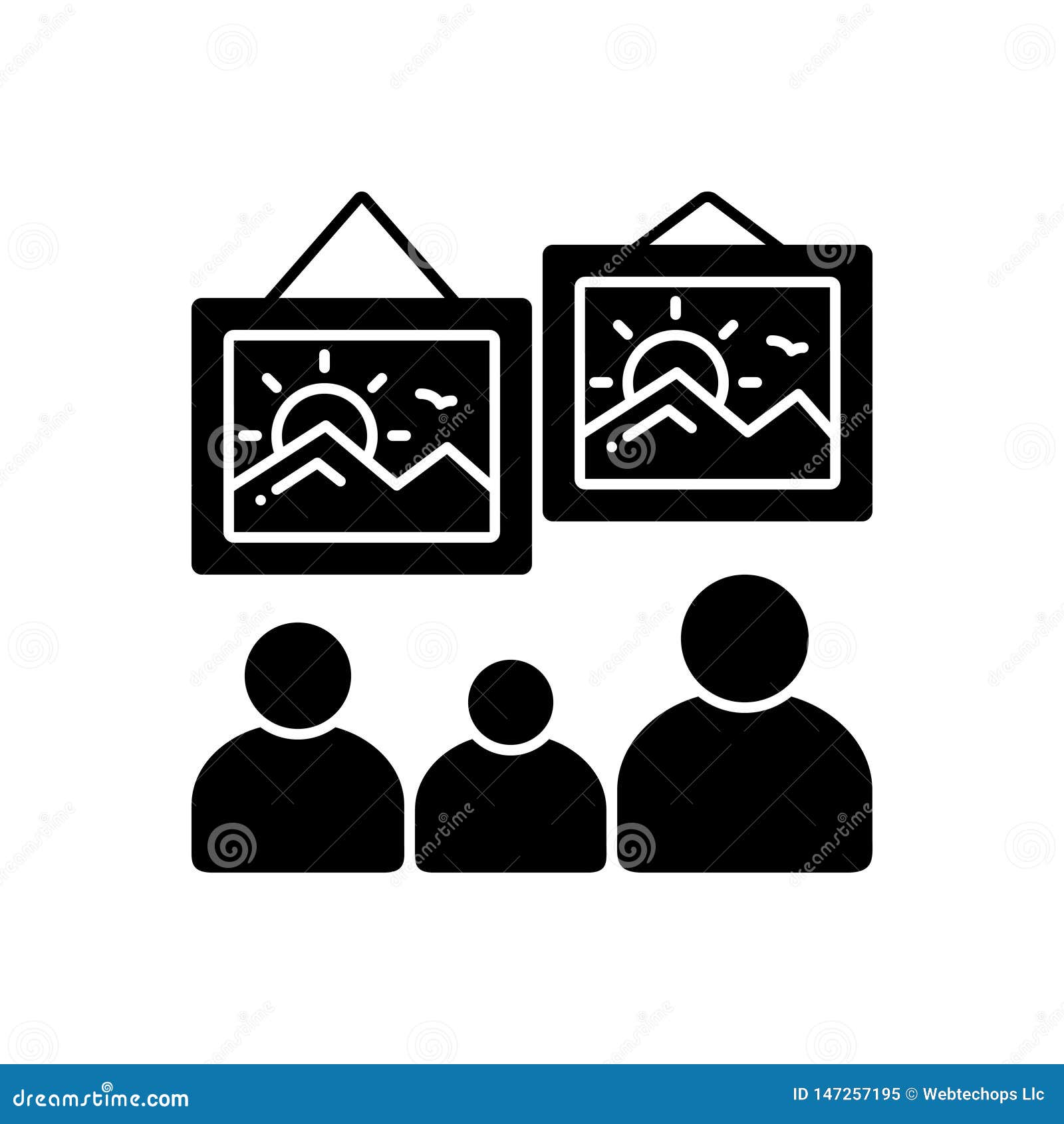 Black Solid Icon for Exhibit, Painting and Stare Stock Vector ...
