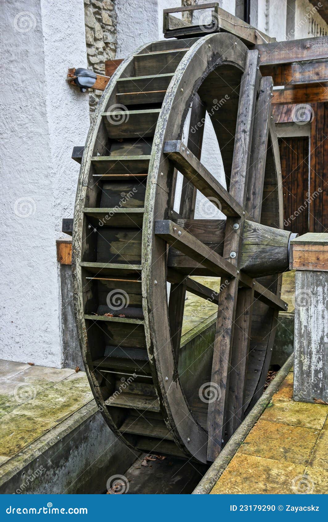Exhibit of Wooden Water Mill Wheel Stock Photo - Image of construction ...