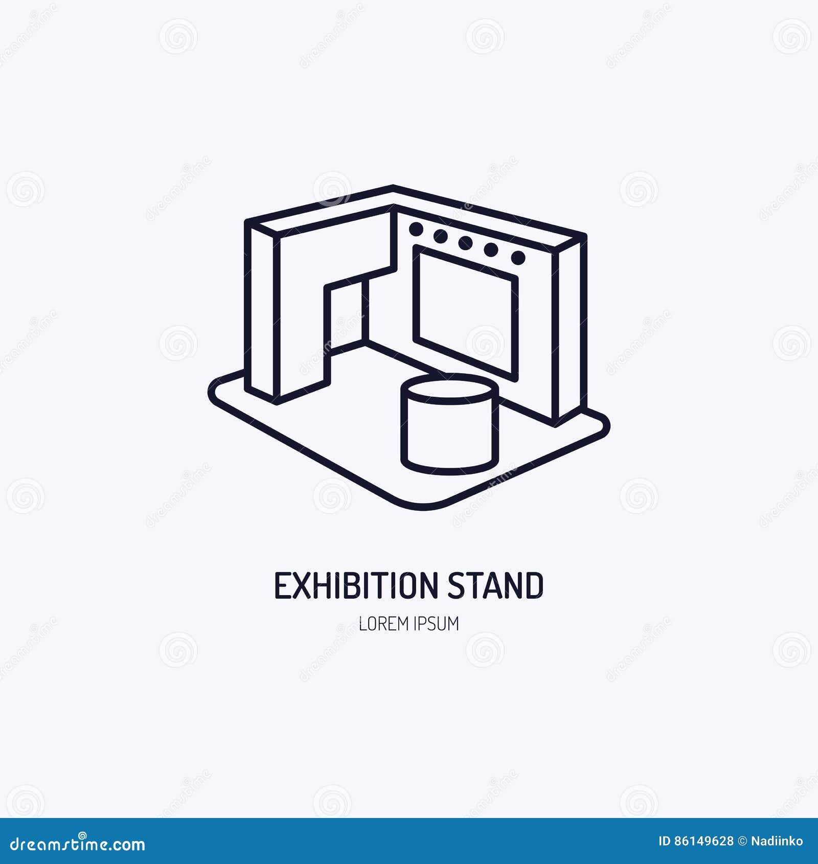 Exhibition Banner Stand Vector Line Icon. Advertising Sign Stock Vector ...