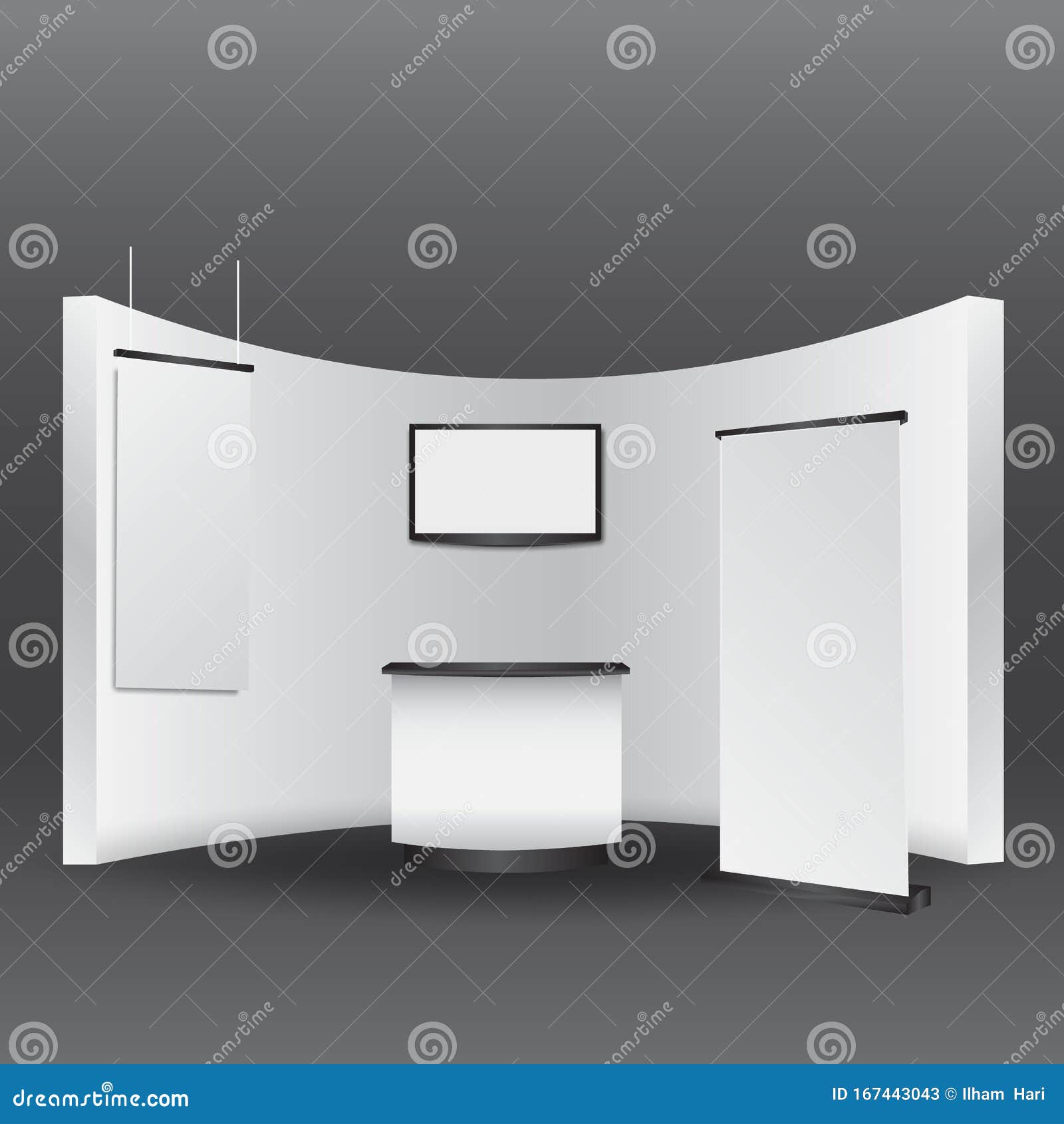 Exhibition Booth or Counter Promotion with Wall from Front View Stock ...