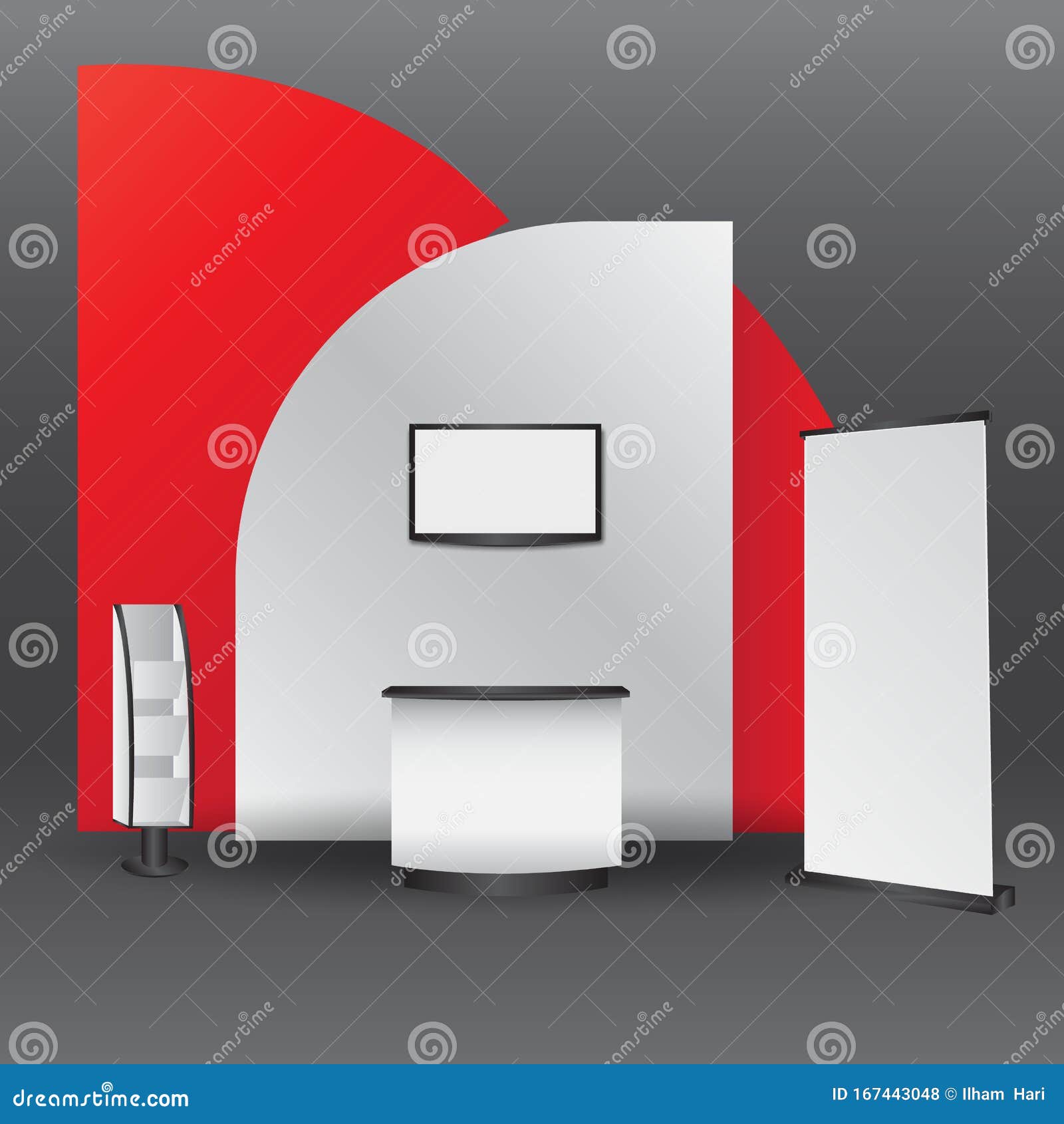 Exhibition Booth or Counter Promotion with Wall from Front View Stock ...